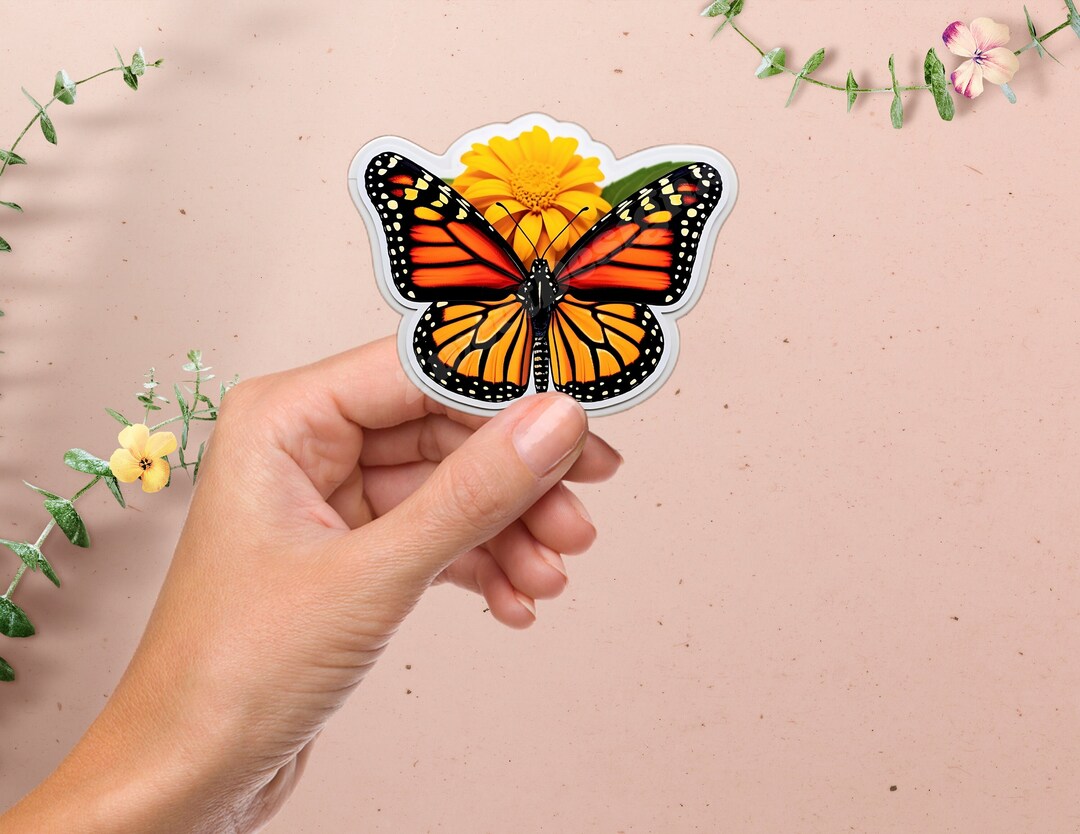Monarch | Butterfly | Stickers | Yellow | Flowers | Waterproof Decals ...