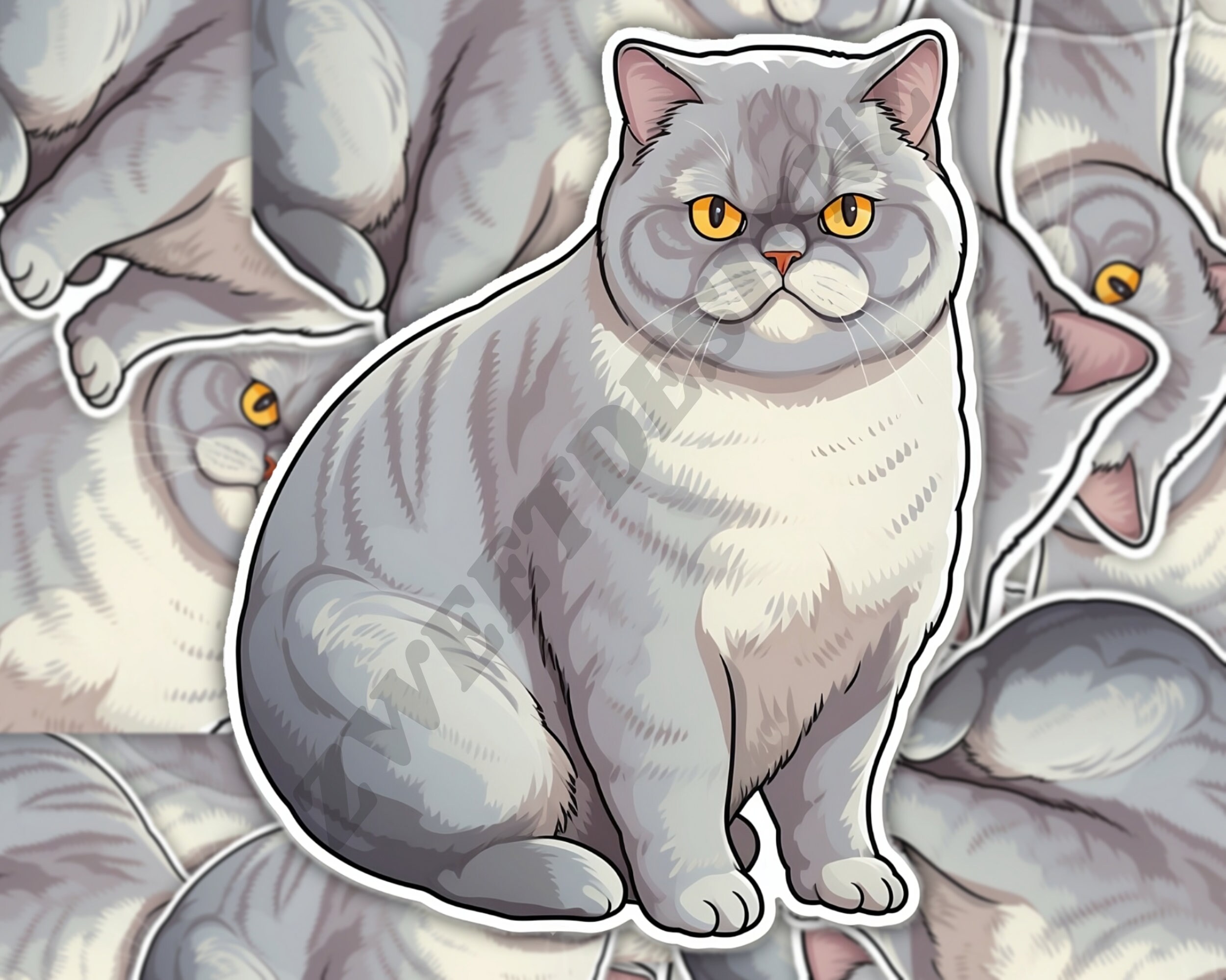 Sticker Cat Chonker Thicc Chunky Cat Sticker Shorthair Chunky Body