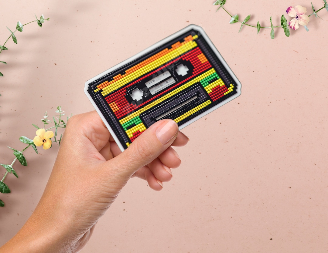 Pixel Art Cassette Tape Sticker Retro Synthwave Neon Decal for Gamers ...