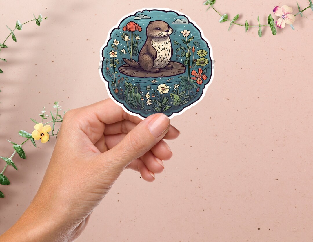 Cute Otter Sticker Waterproof Sticker Animal Sticker Lilly Pad Gift for ...