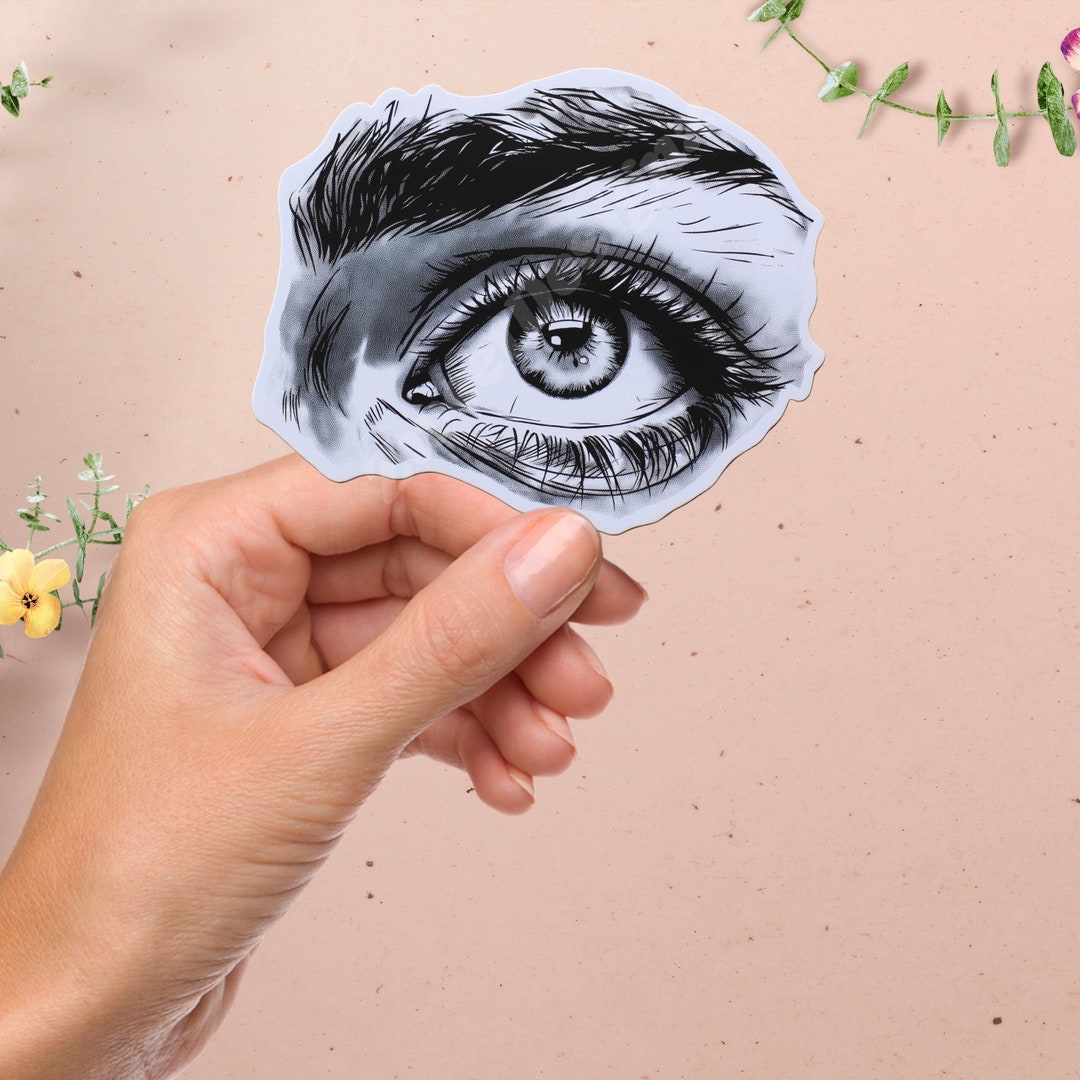 Realistic Eye Sketch Sticker Aesthetic Surreal Eye Sketch Monochrome ...