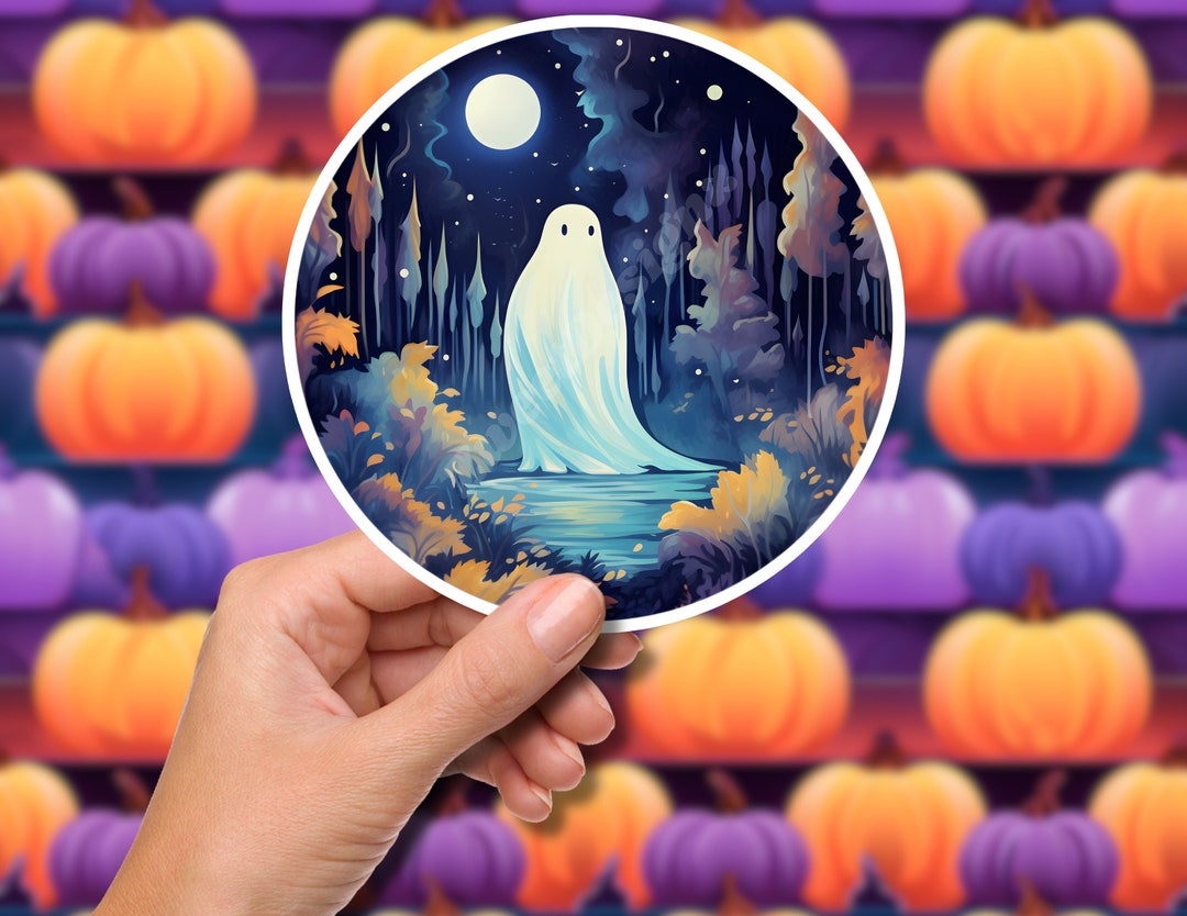 Ghosts Stickers Cute Halloween Flowers Whimsical Ghost Design Floral ...