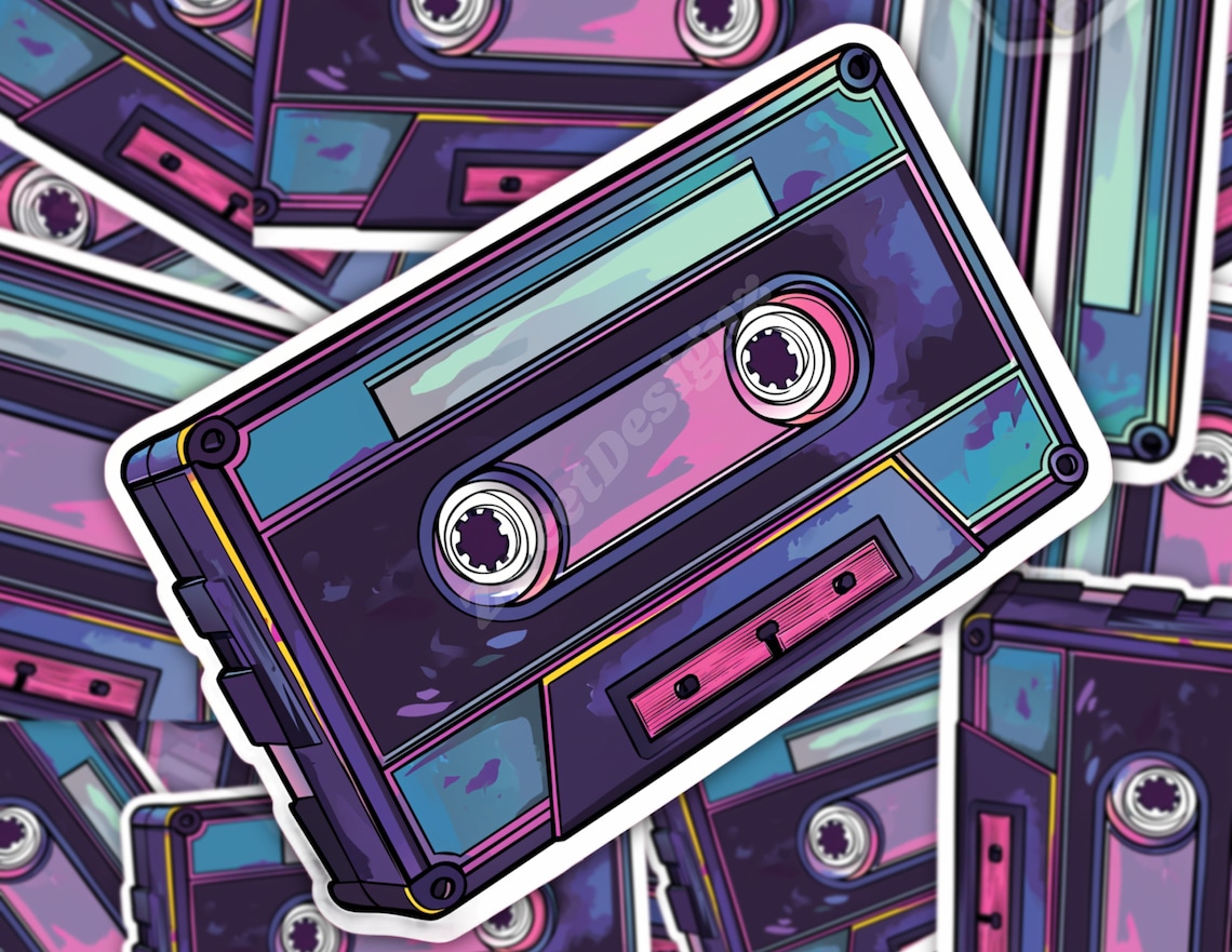 Vaporwave Cassette Tape Sticker Retro Neon Synthwave Decal for ...