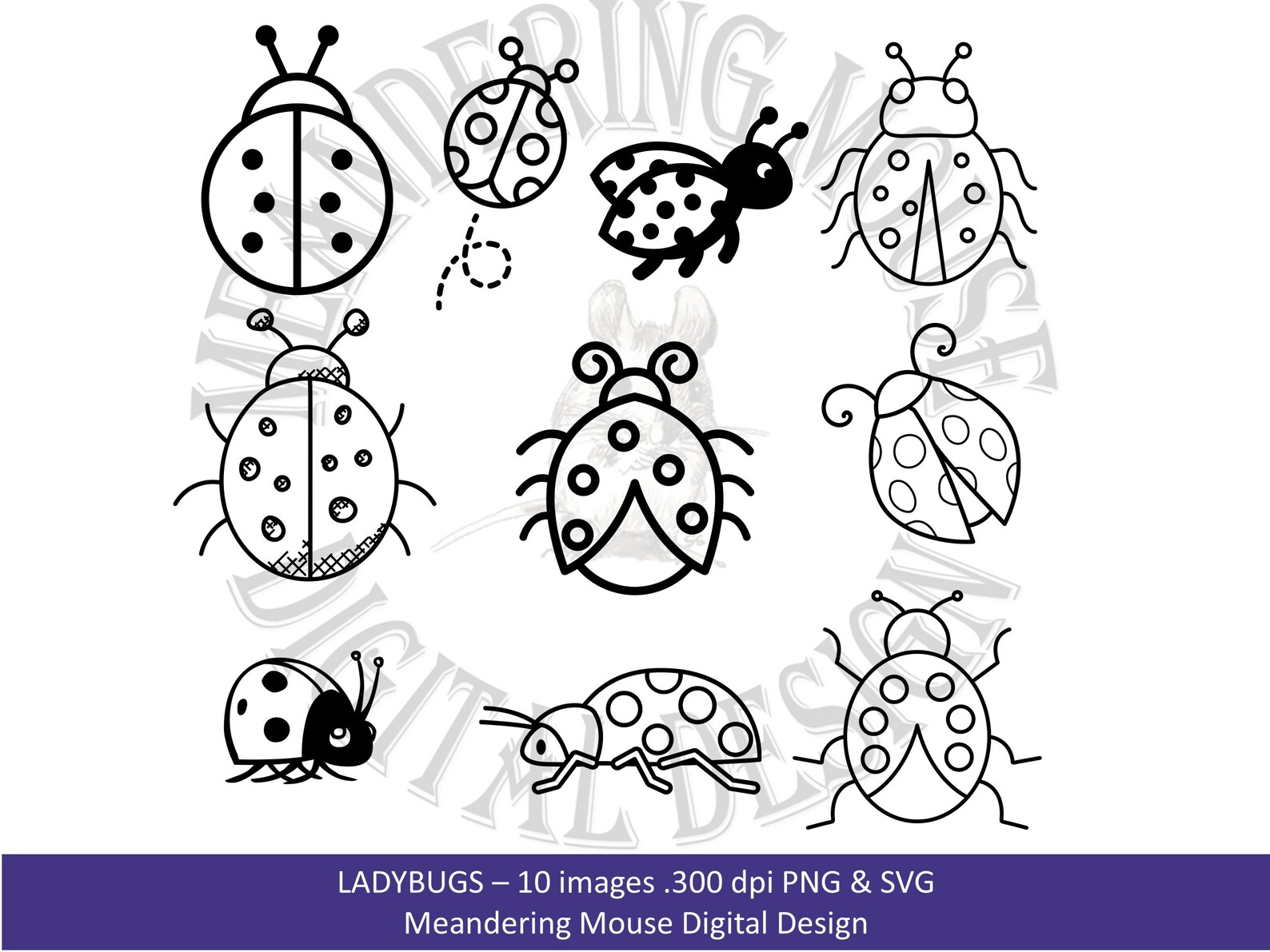 LADYBUGS - Digital Stamp (lady Bug Digi Stamp, Assorted Styles for Card ...