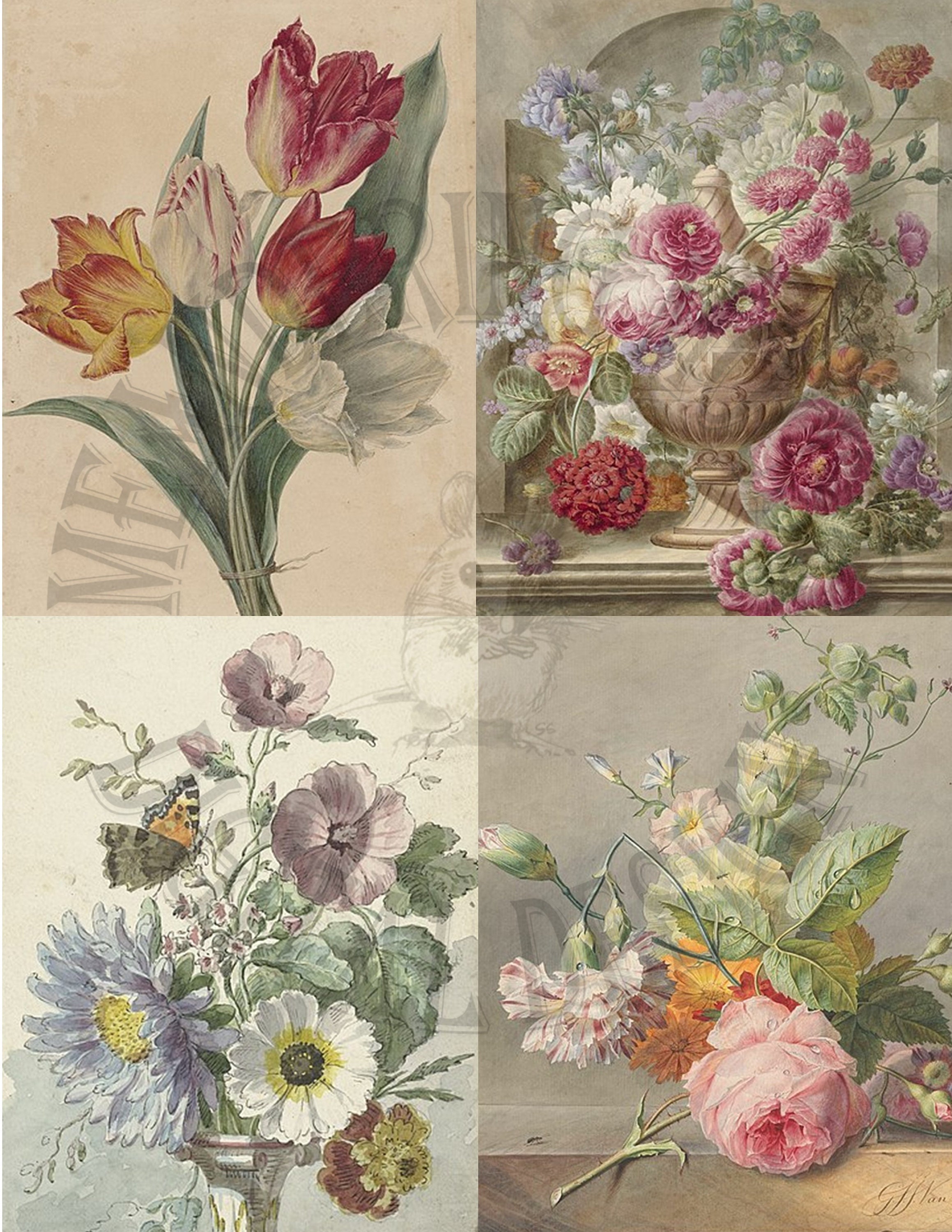 VINTAGE FLOWERS Cards - Etsy