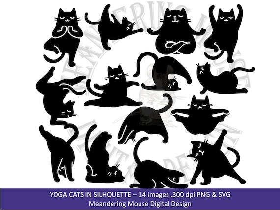 Cat Stretching Silhouette
