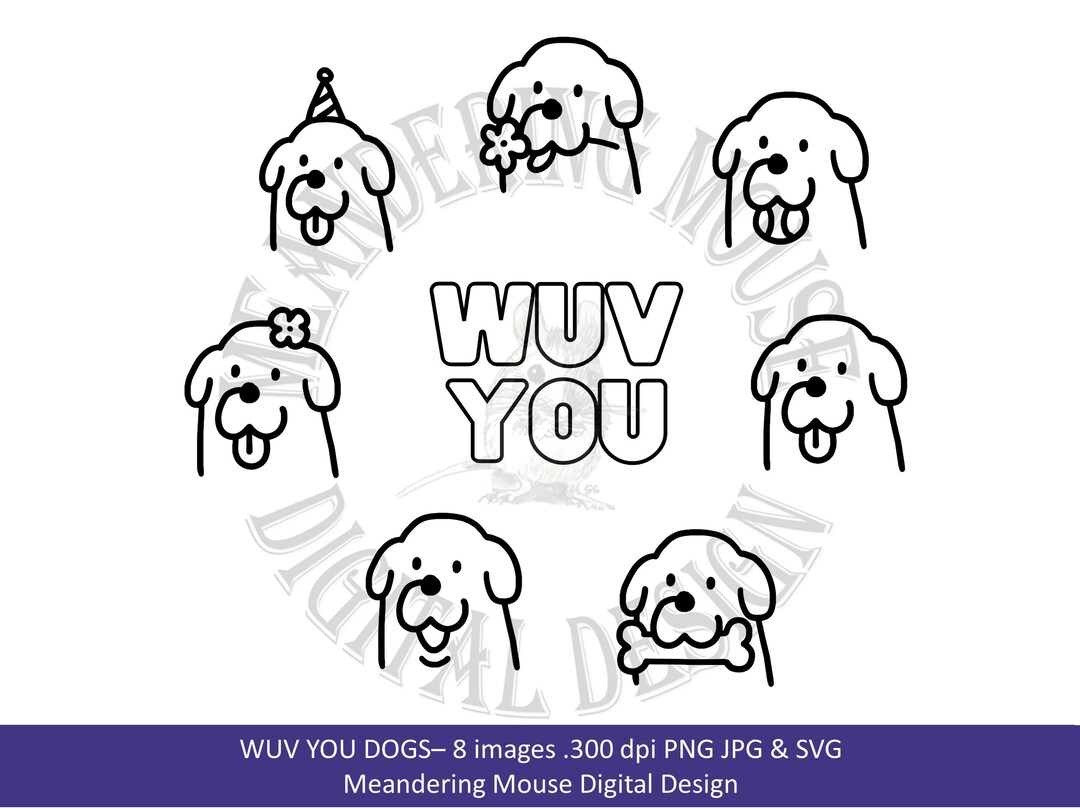 WUV YOU DOGS - Digital Stamp (digi Dogs, Adorable Dog Carrying Ball ...
