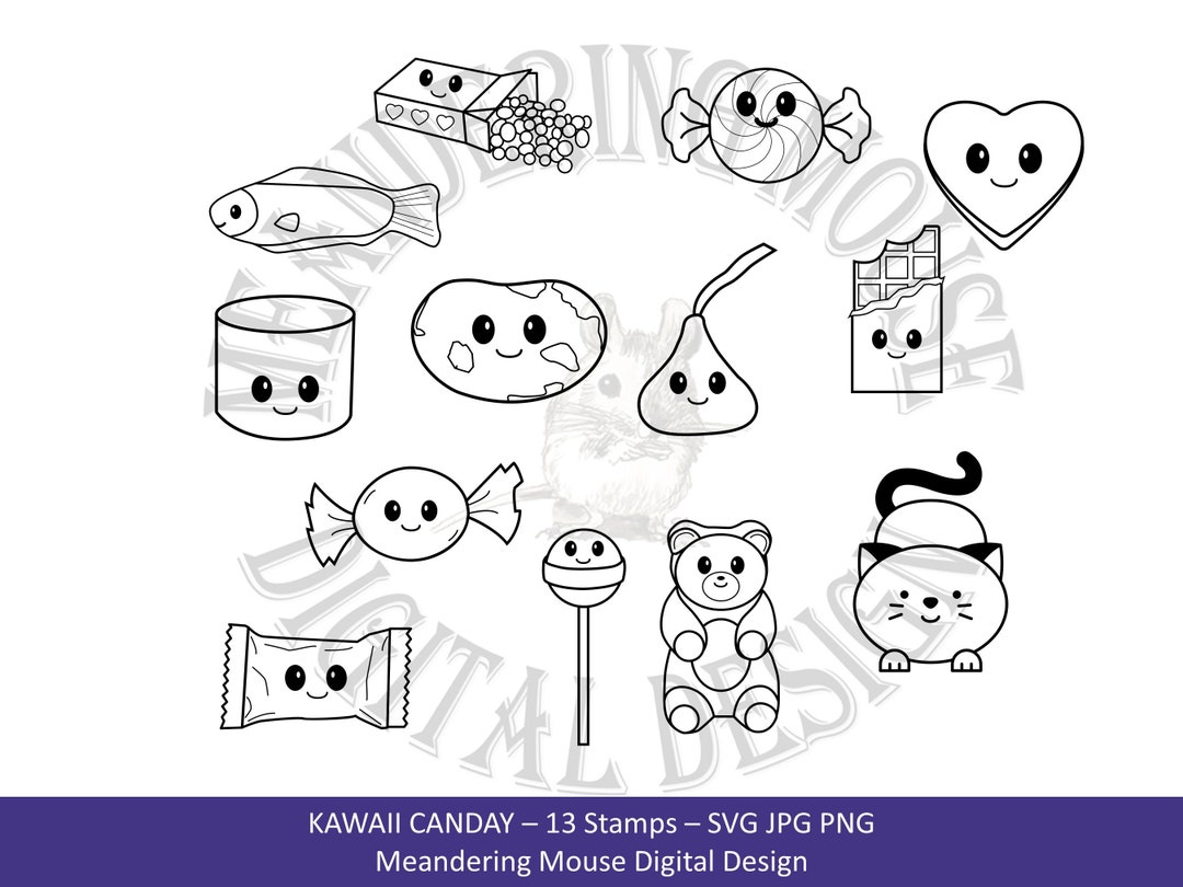 KAWAII CANDY - Cute Japanese Candy, Outline, Cardmaking, Embroidery ...