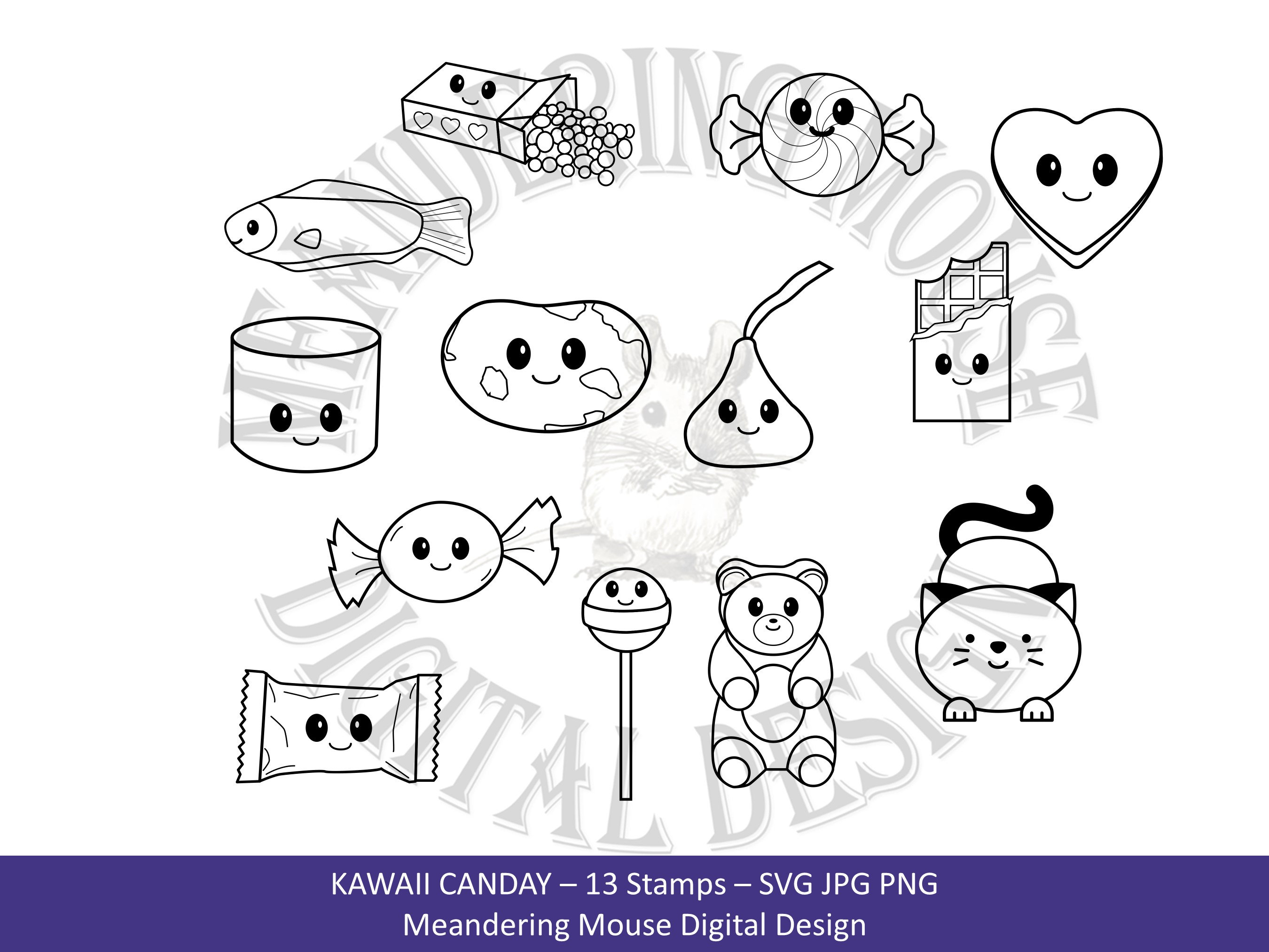 KAWAII CANDY - Cute Japanese Candy, Outline, Cardmaking, Embroidery ...