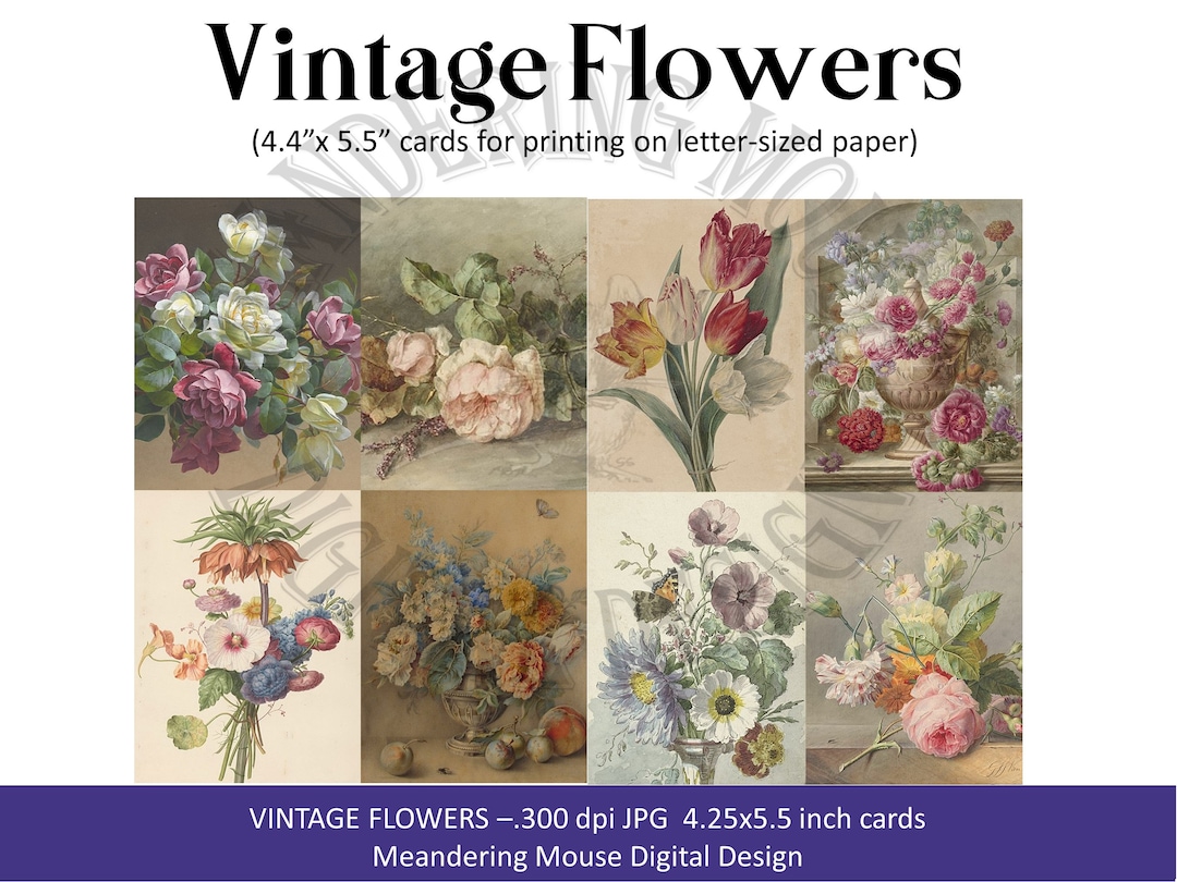 VINTAGE FLOWERS Cards - Etsy