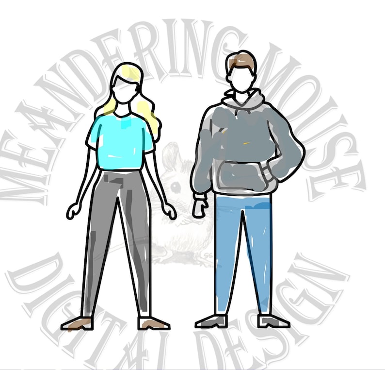 PEOPLE - Outlines, Digital Stamps, Digi People in Various Poses, Male ...