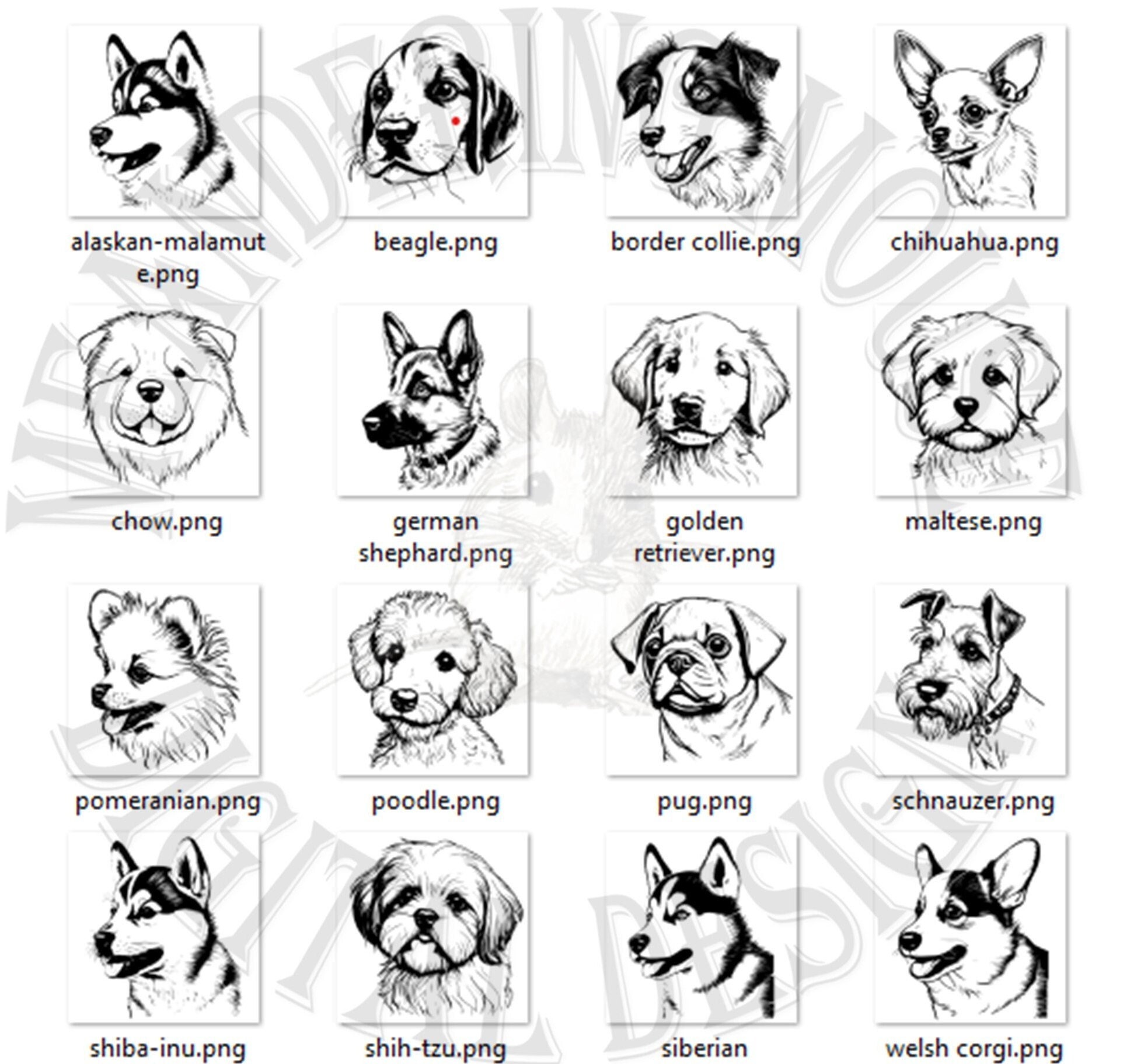 DOG BREEDS Set A - Digital Dogs Stamp Including German Shepherd, Corgi ...