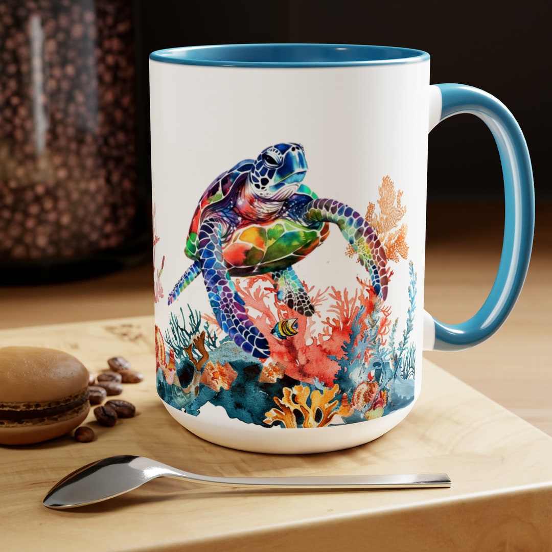 Sea Turtles Creatures of the Sea. Gorgeous Two-tone Coffee Mug With ...
