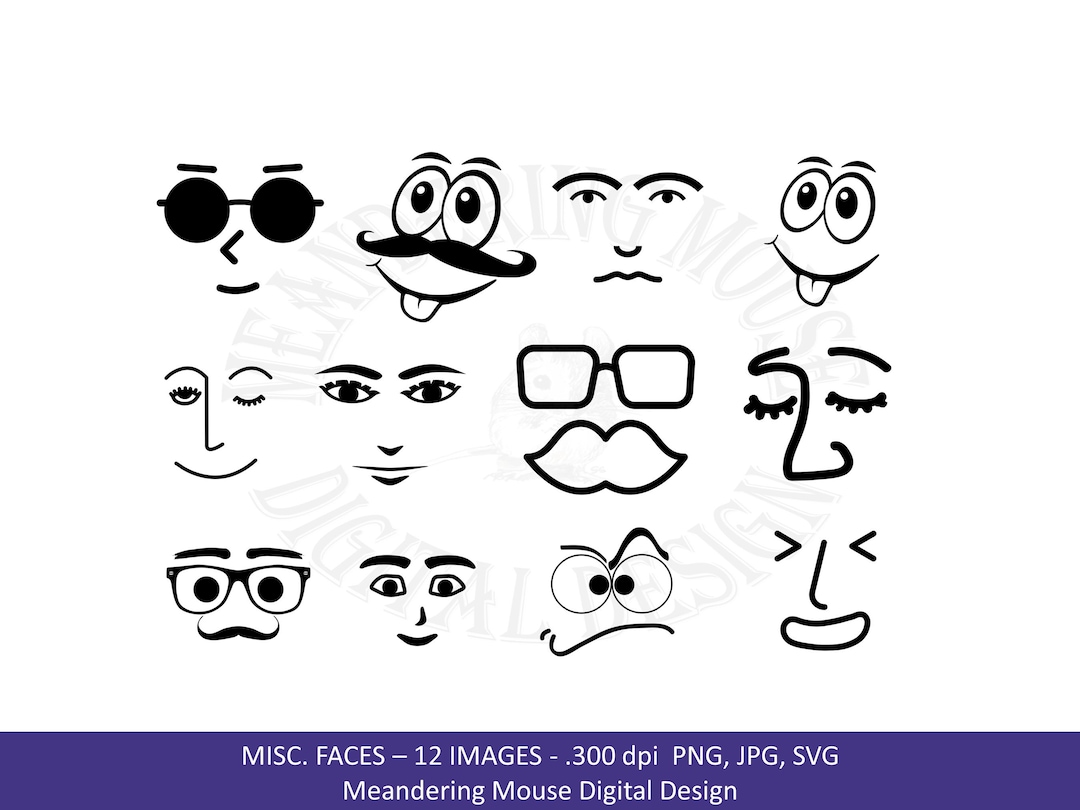FACES MISC. - Digi Stamps (digital Stamp Faces, Eyes, Nose, Mouth ...