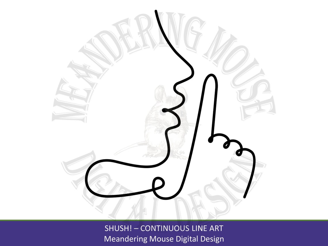 SHUSH! - Continuous Line Art (woman Holding Finger to Lips for Quiet ...