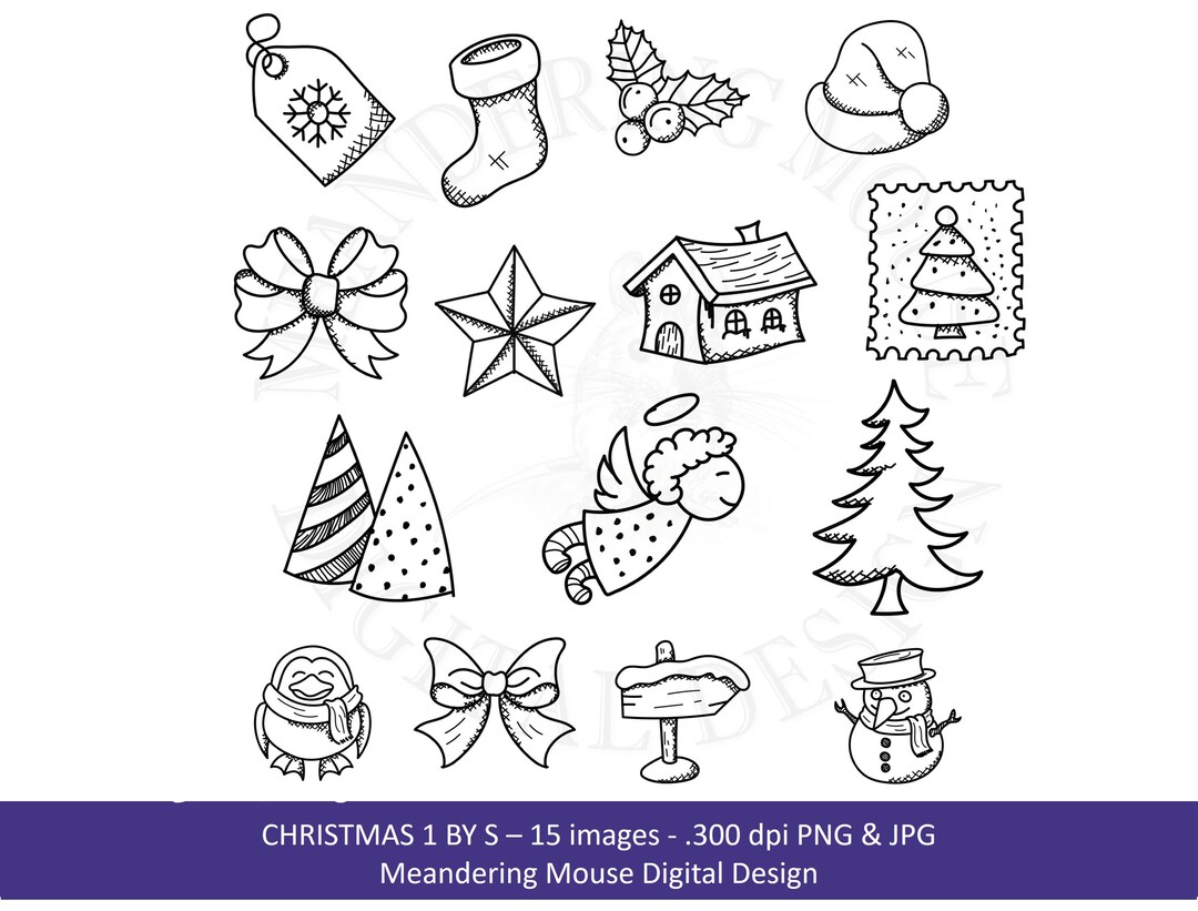 CHRISTMAS - Digital Stamp - Digi Stamp Outline, Xmas, Angel, Bow ...