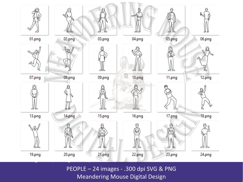 PEOPLE - Outlines, Digital Stamps, Digi People in Various Poses, Male ...