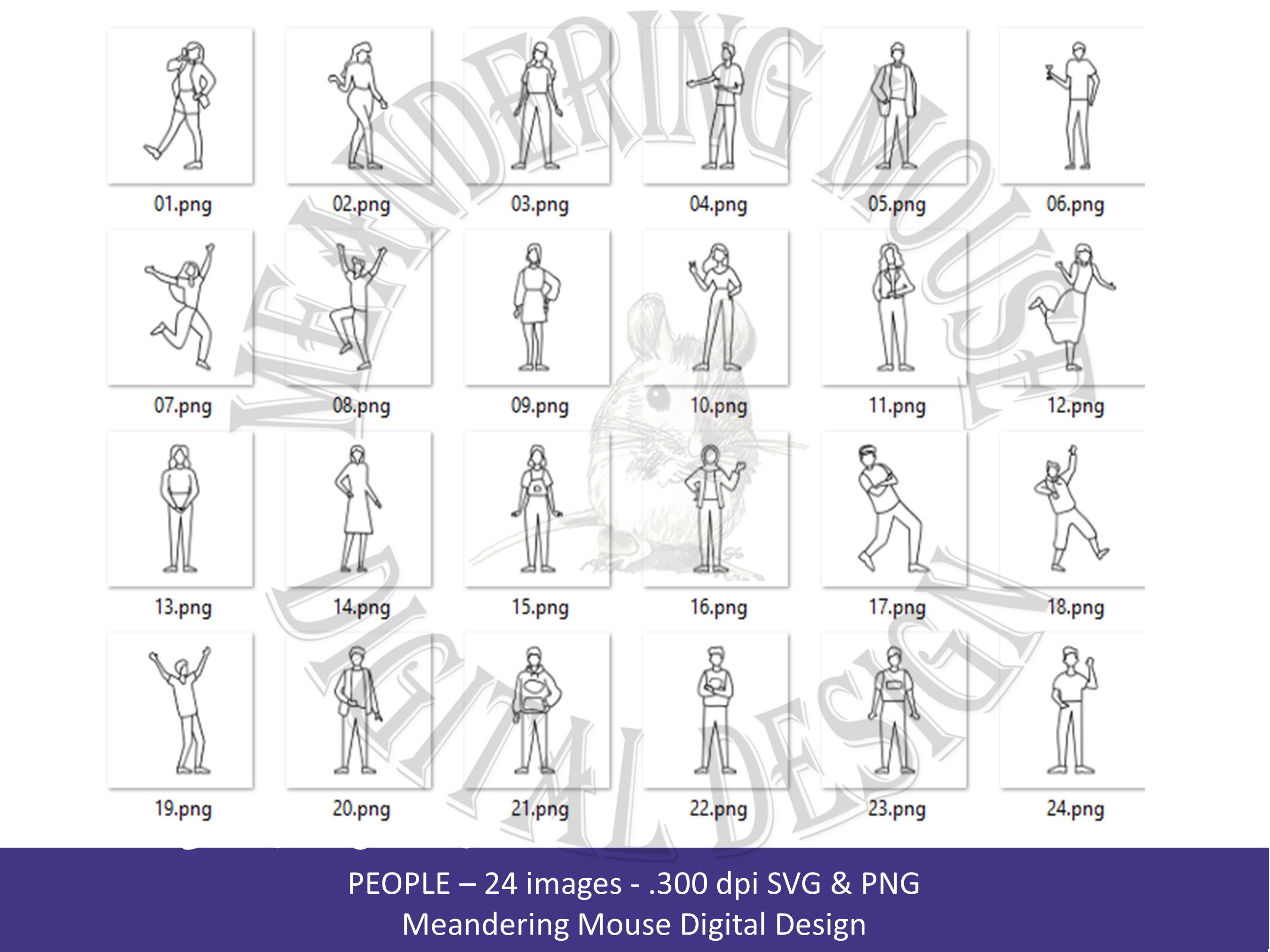 PEOPLE - Outlines, Digital Stamps, Digi People in Various Poses, Male ...