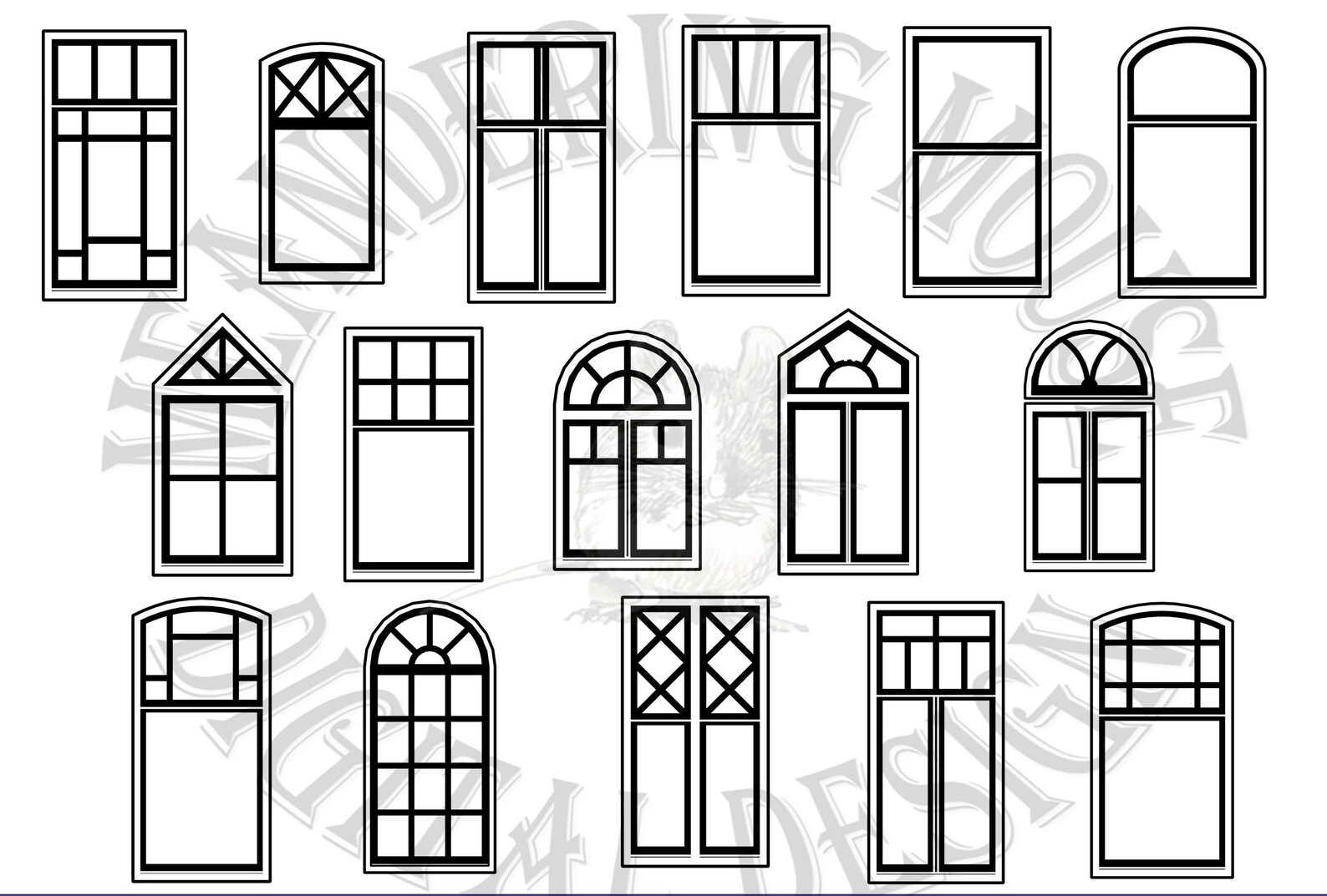 Decorative Window Digi Stamps: Outline Art, Card Making (PNG, JPG) - Etsy