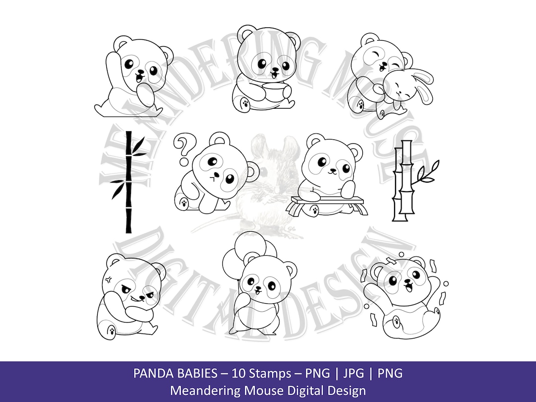 Baby Panda Digital Stamps: PNG, JPG, SVG Files - Etsy