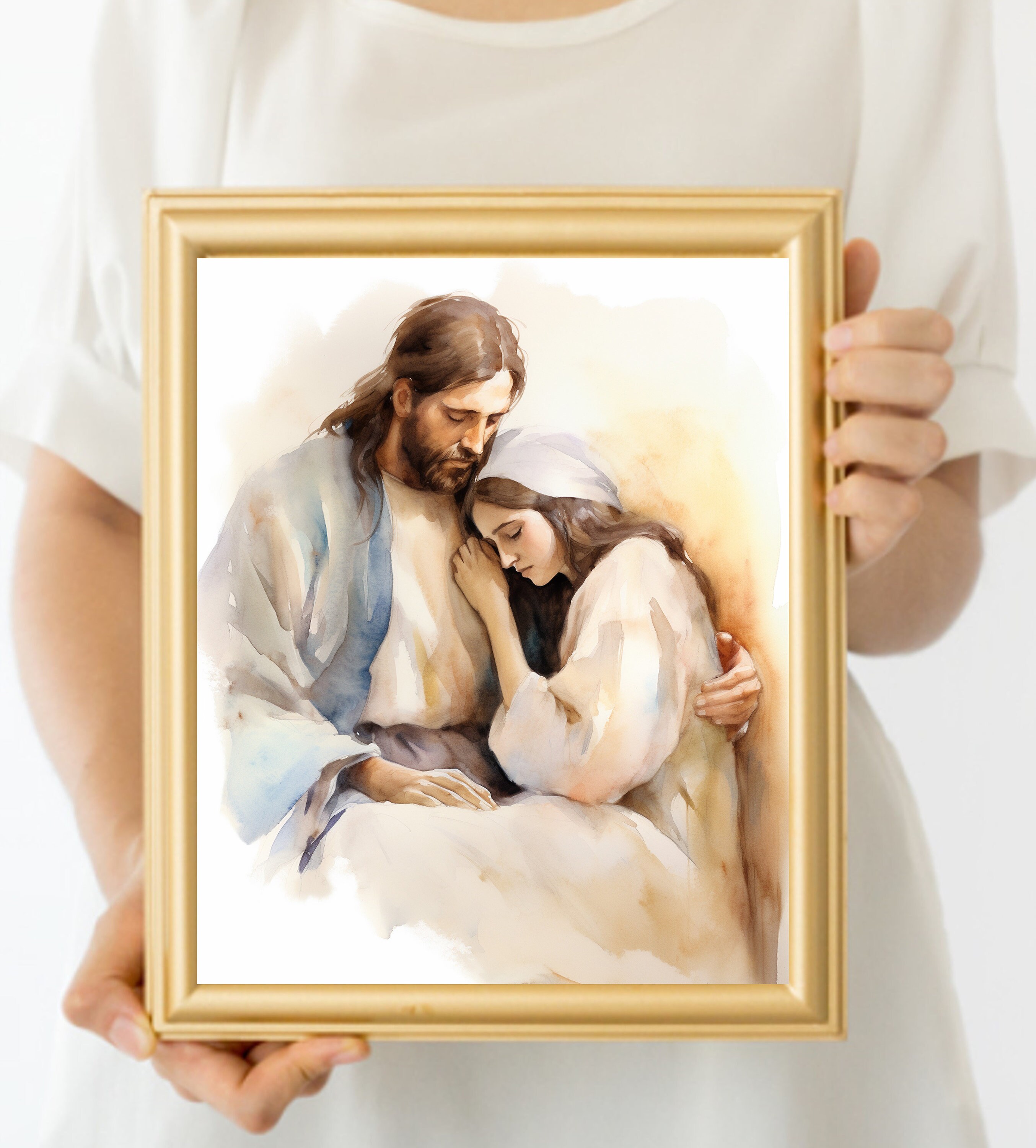 Jesus Comforts Woman Watercolor Art Print (PDF Image) - Etsy