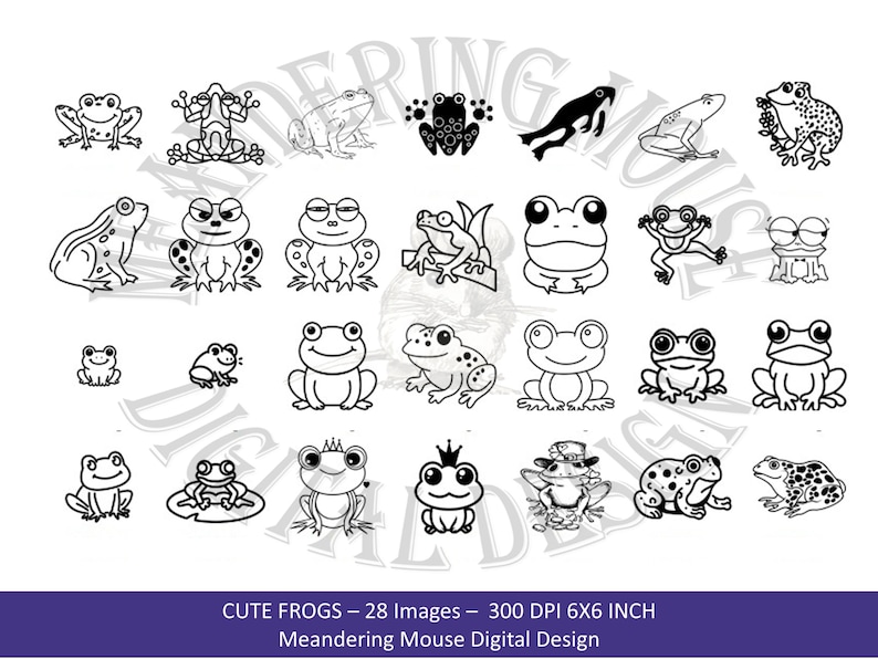 CUTE FROGS - Digital Stamp Frog, Cartoon, Hand Drawn, Outline and ...