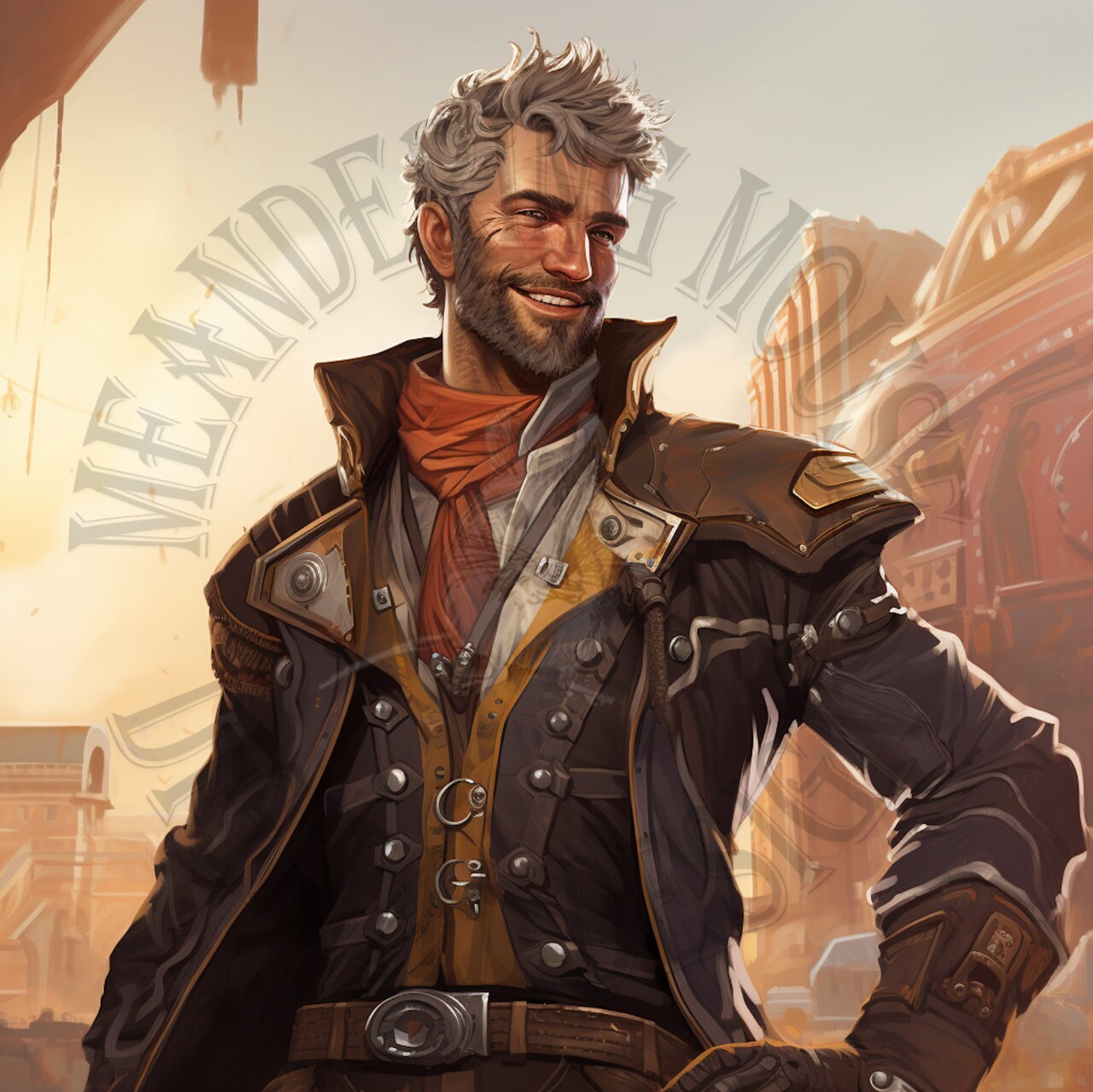 STEAMPUNK COWBOY & GIRL Digital Art illustration of Post-apocalyptic ...