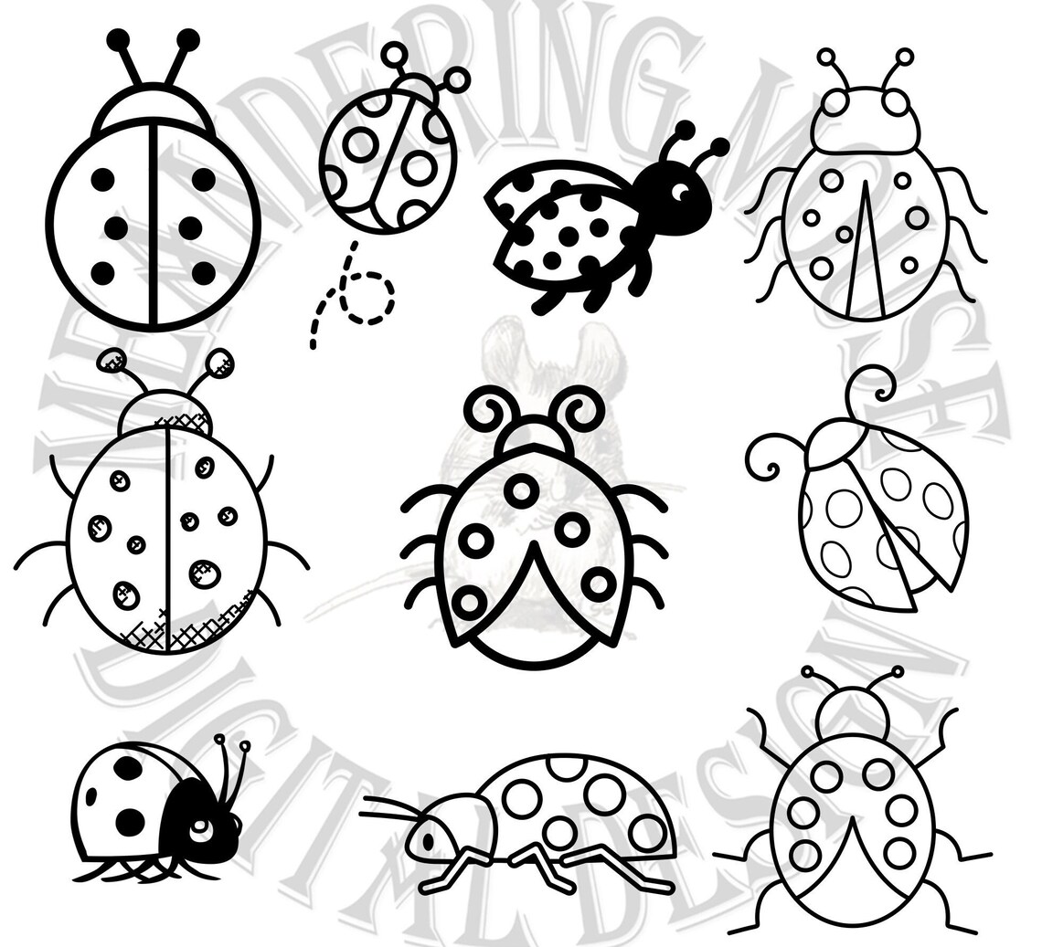 LADYBUGS - Digital Stamp (lady Bug Digi Stamp, Assorted Styles for Card ...