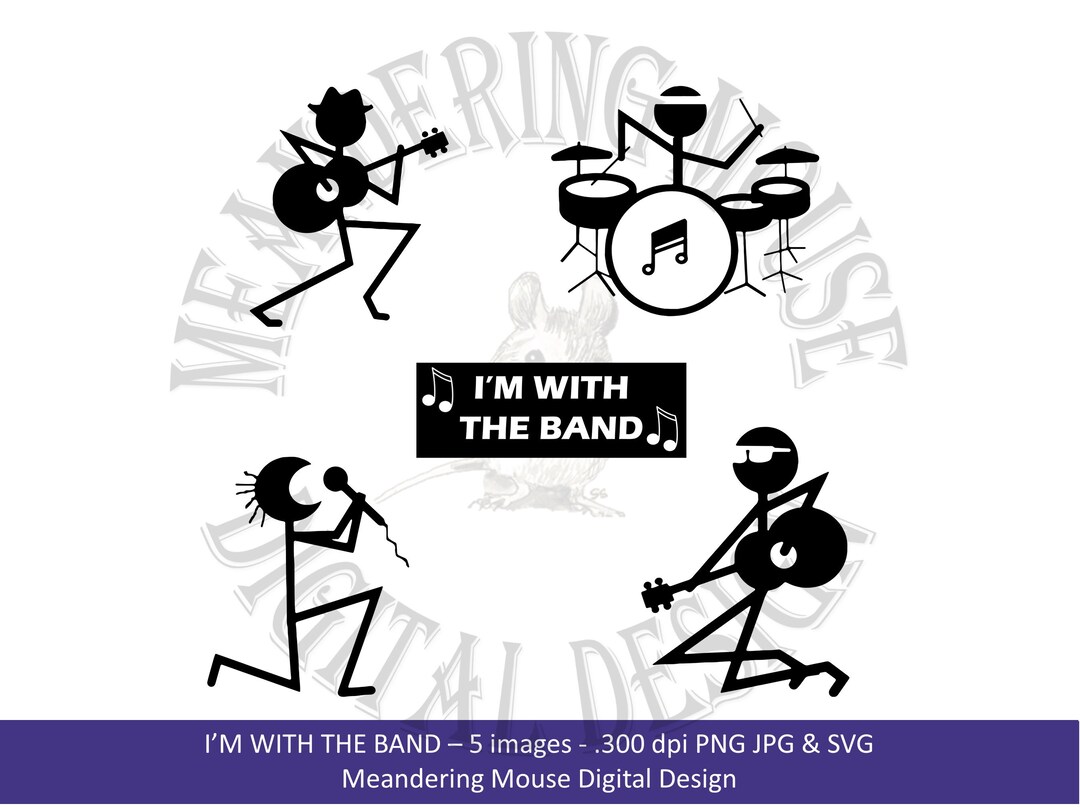 I'M WITH THE BAND - Digi Stamp (digital Stick Figure Drummer, Guitar ...