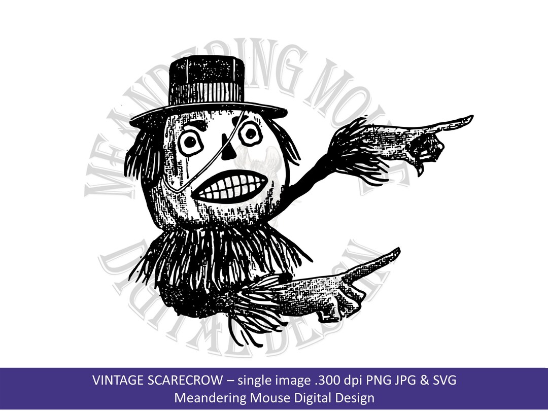 VINTAGE SCARECROW - Digi Stamp, Art Print (scarecrow Pointing, Maybe at ...
