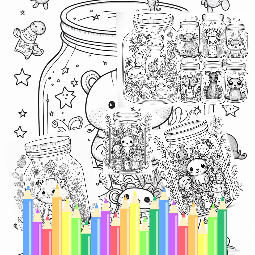 Printable Colouring Sheets, Animal-in-jar-coloring-book- Fun Animals ...
