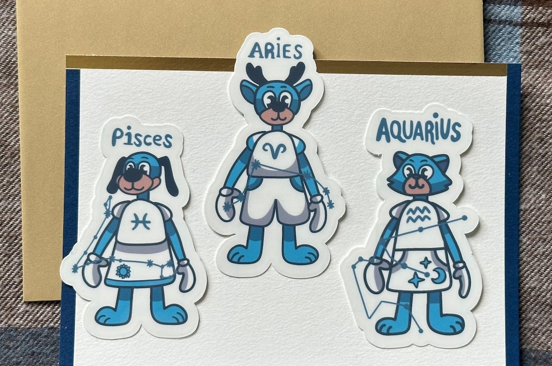 Toontown Zodiac Stickers - Cute Toontown Stickers - Aries - Aquarius ...
