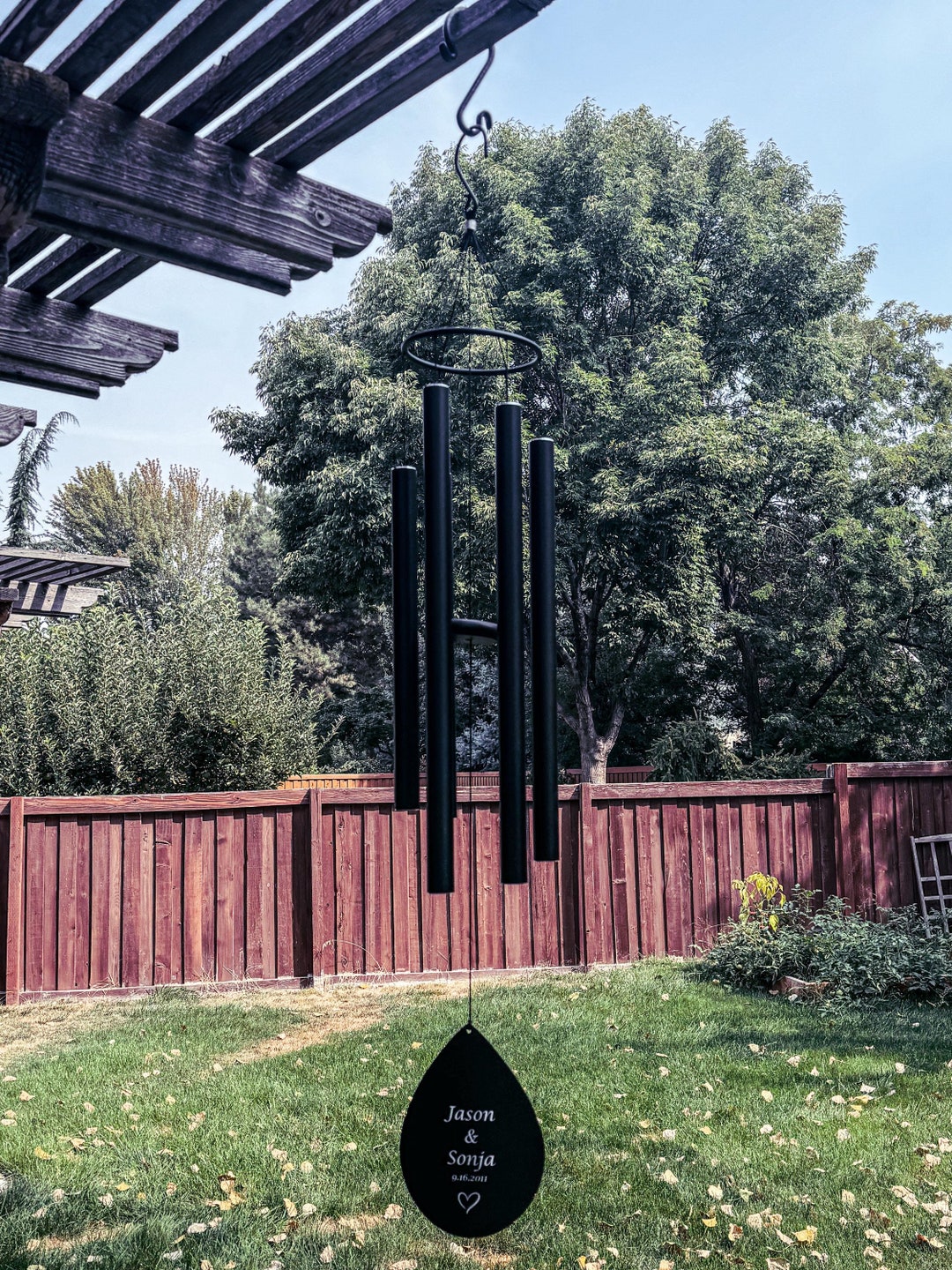 50" Custom Engraved Aluminum Wind Chime - Wedding, Anniversary, Love ...