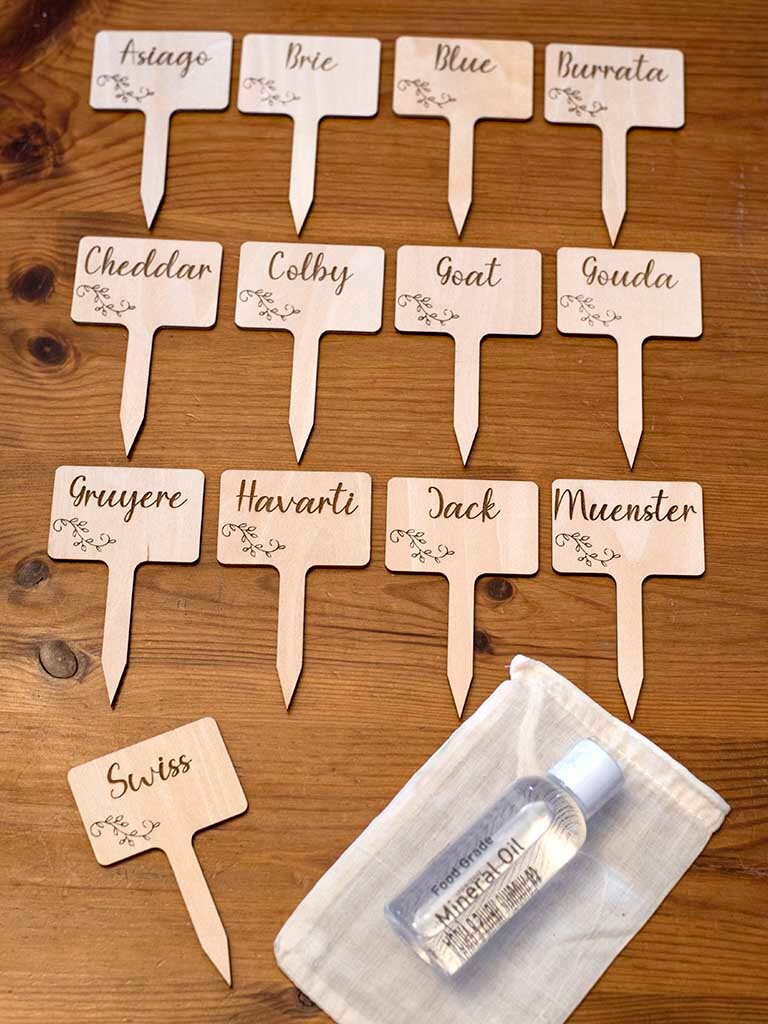 Set of 13 Engraved Wooden Cheese Labels Custom Cheese Markers ...