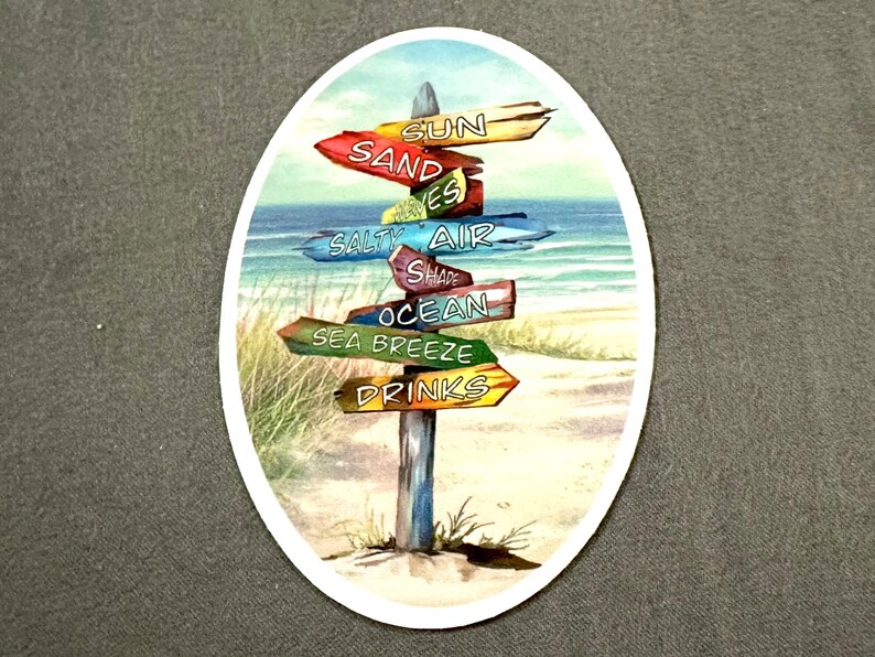 Beach Sign Sticker| Laptop Sticker | Water Bottle Sticker | Journal ...