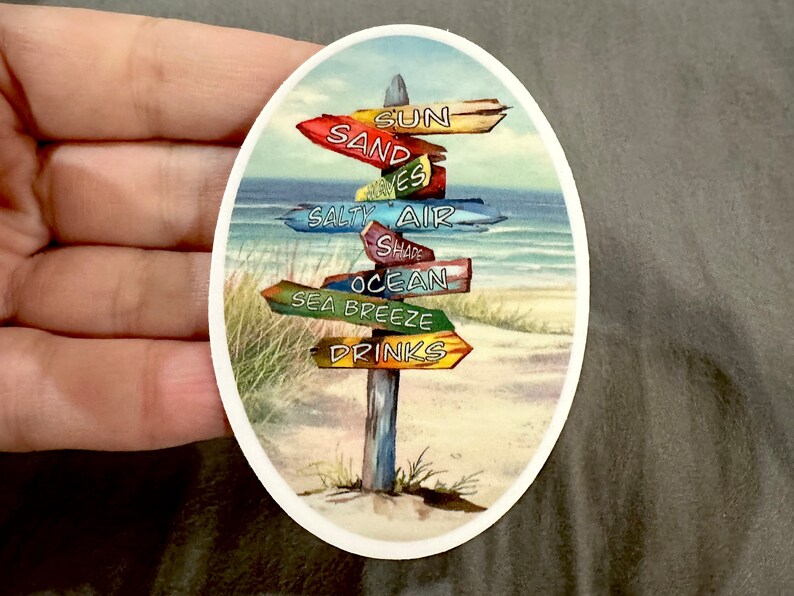 Beach Sign Sticker| Laptop Sticker | Water Bottle Sticker | Journal ...