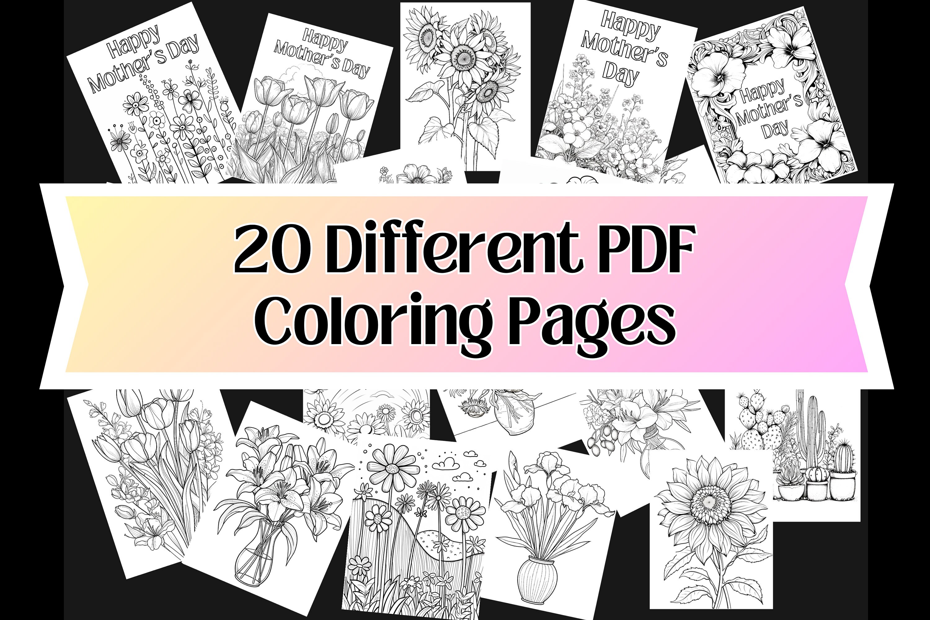 Mothers Day Coloring Pages 20 Printable PDF Flower Coloring Pages ...