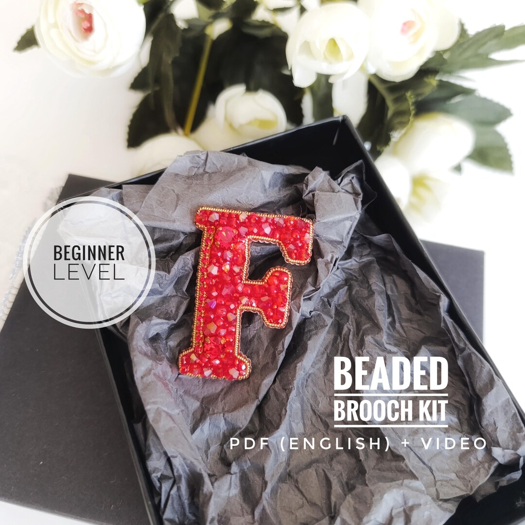Letter F Brooch Beading Kit, Alphabet Jewelry, Beadwork Kit for ...
