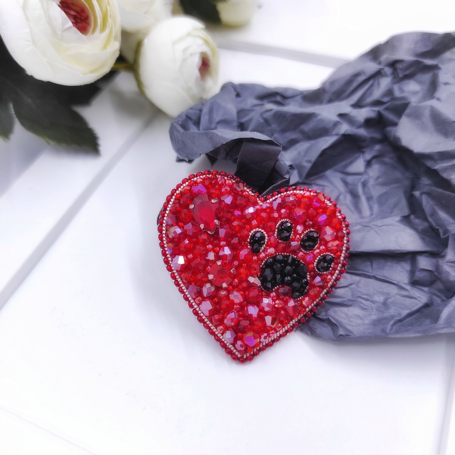 PDF Video Tutorial Heart With Paw Brooch, Bead Pdf Digital Pattern ...