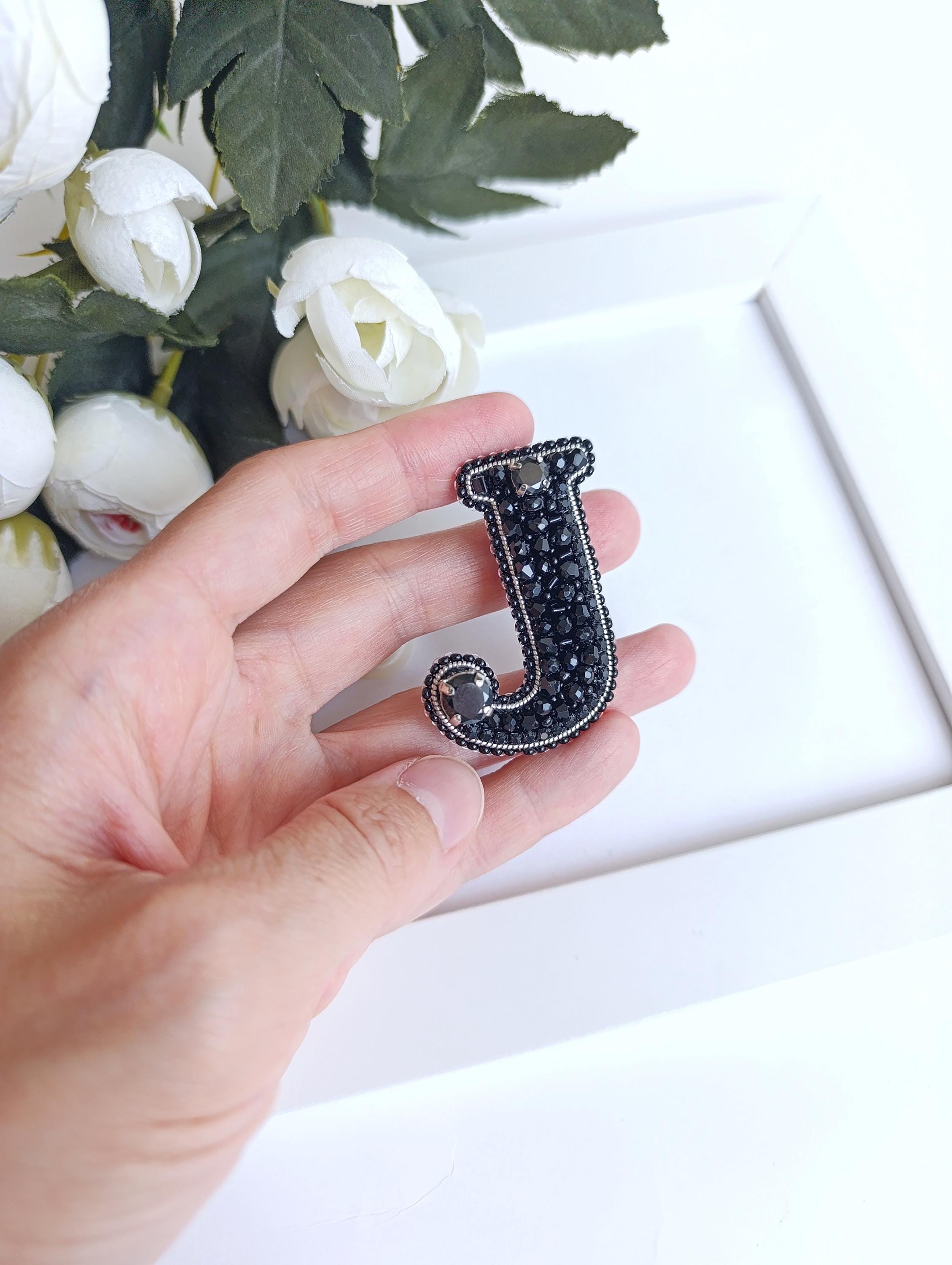 Seed Bead Letter J Tutorial, PDF Video Tutorial, Name Brooch Pattern ...