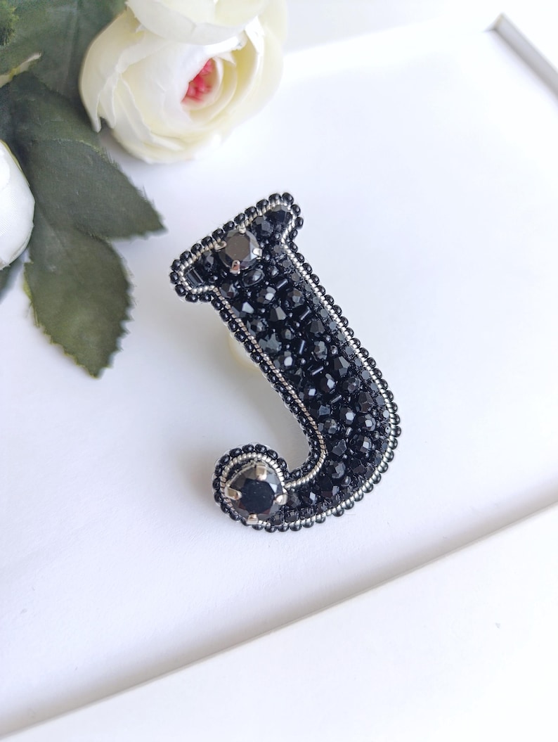 Seed Bead Letter J Tutorial, PDF Video Tutorial, Name Brooch Pattern ...