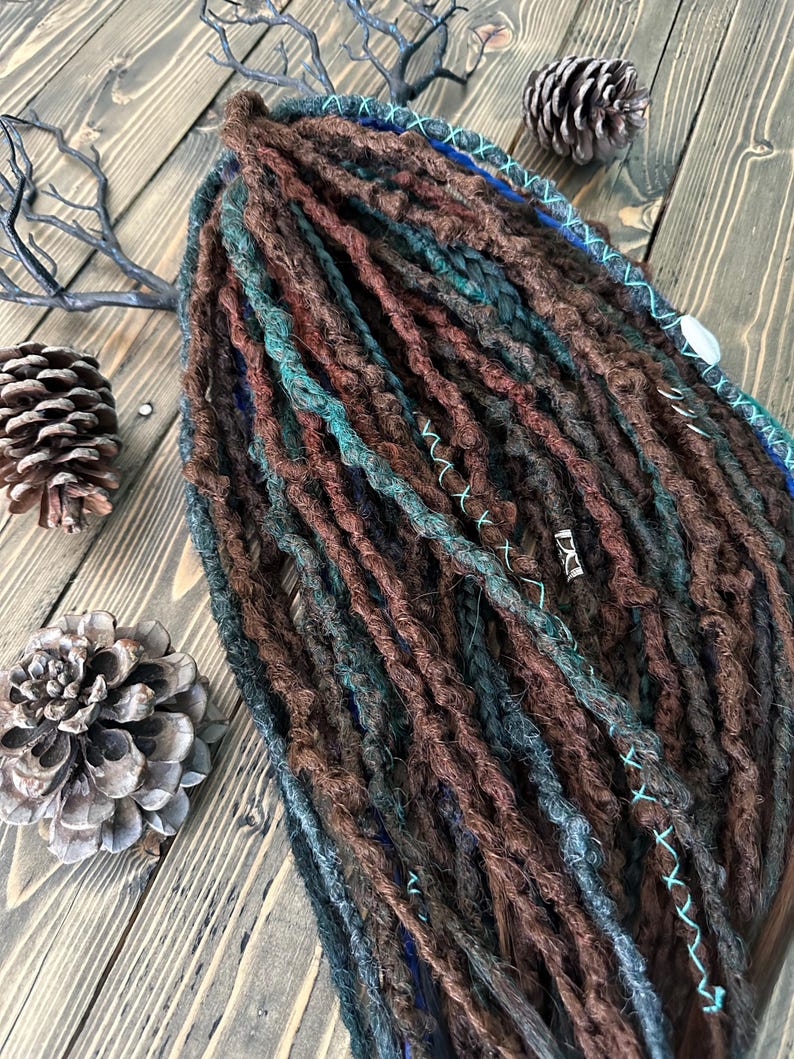 Natural Look Synthetic Dreads Hand Blend Colors + Shades of Brown Green ...