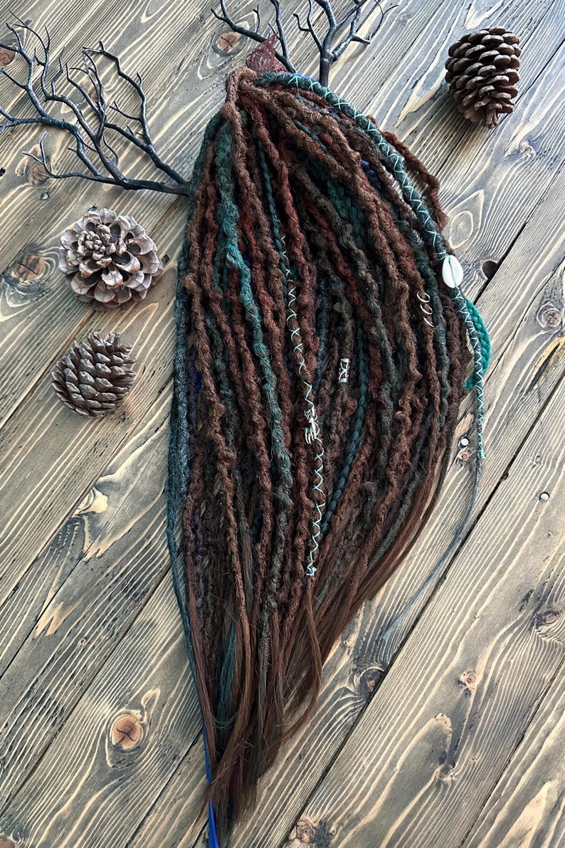 Natural Look Synthetic Dreads Hand Blend Colors + Shades of Brown Green ...