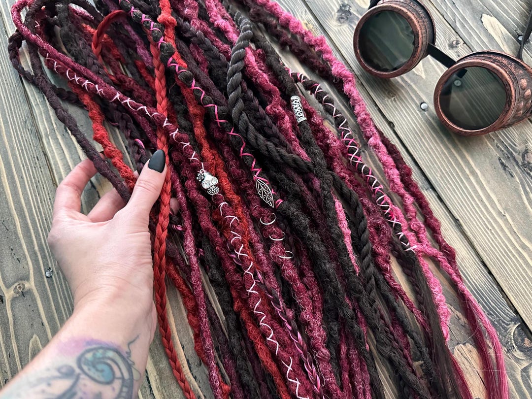 Red Synthetic Crochet Dreads Double Ended Burgundy Braids Ruby ...