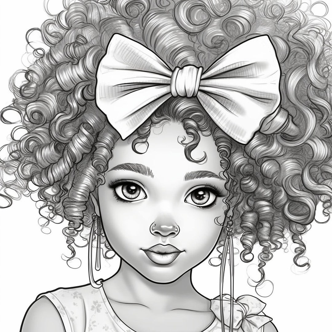 Curly Girl Coloring Page - Etsy