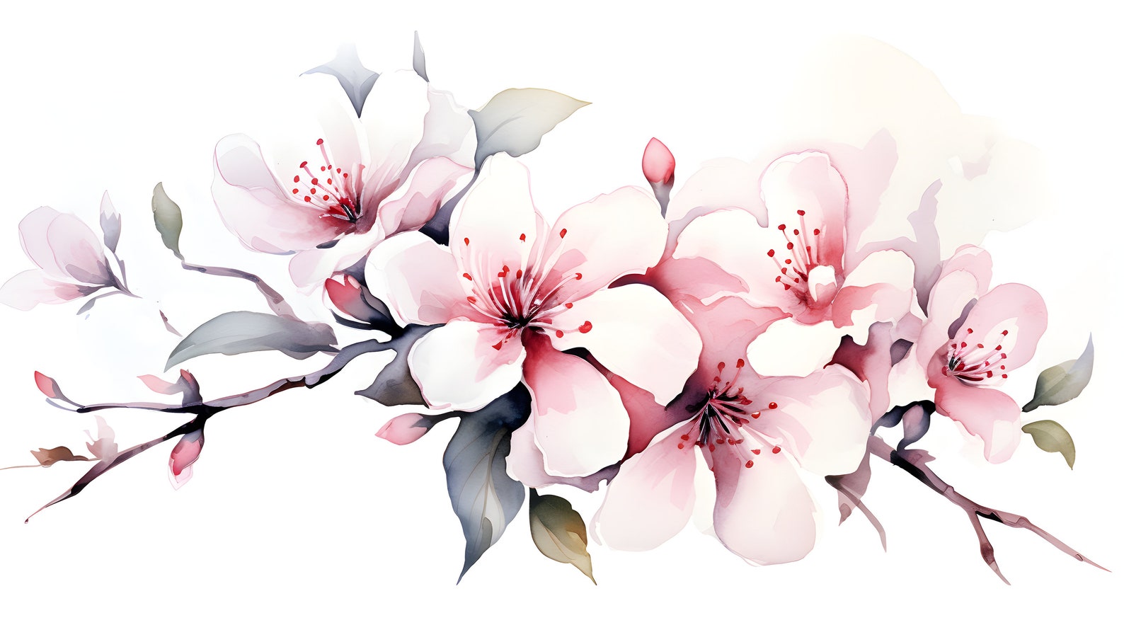 Pink Flowers Without Background PNG, Watercolor Flower Clipart, Pink ...