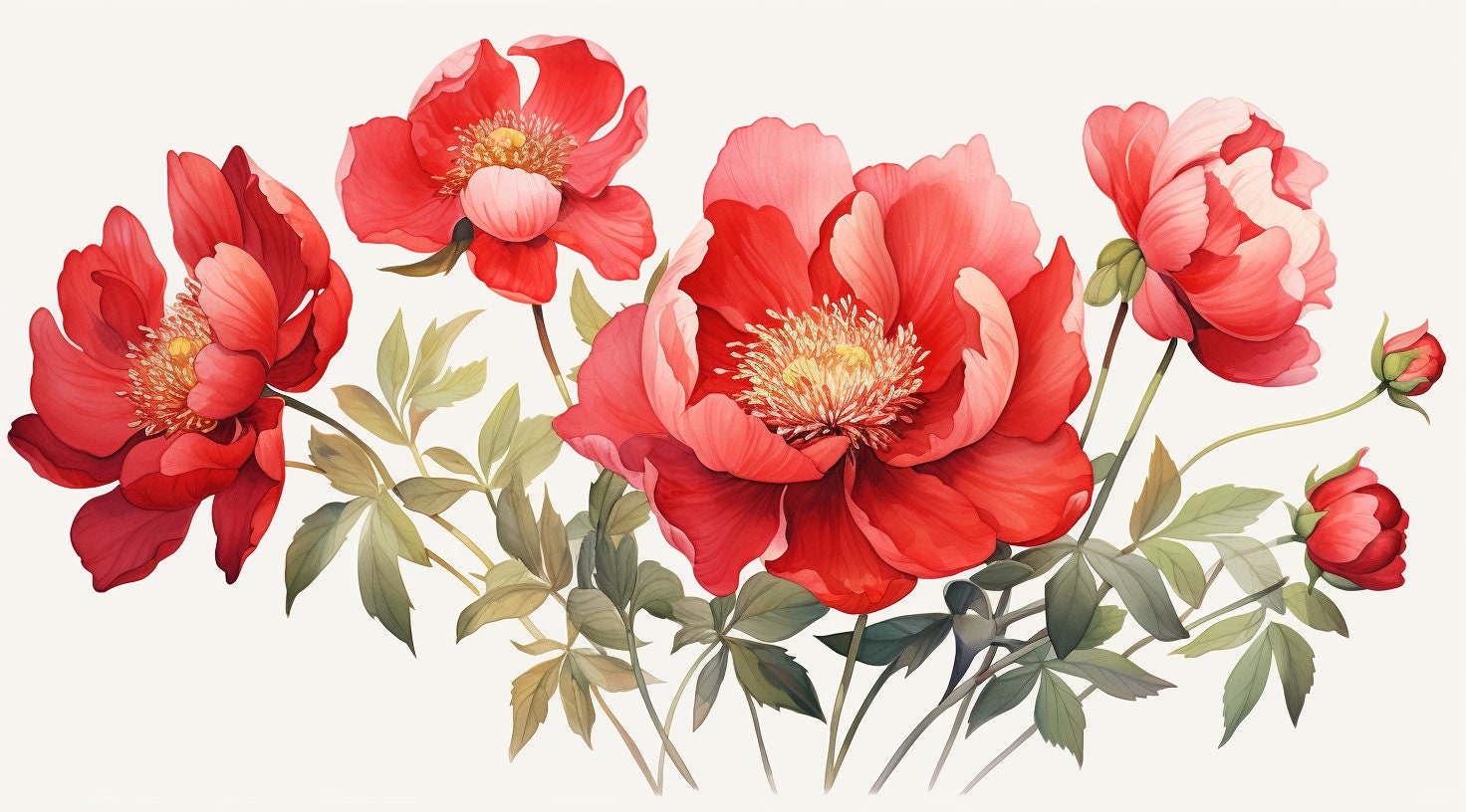 Red Flowers Without Background PNG, Watercolor Flower Clipart, Red ...