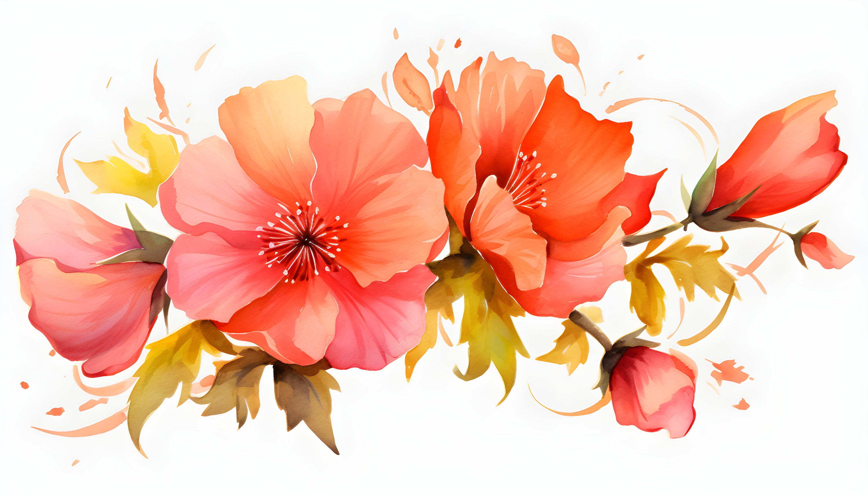 Pink Flowers Without Background PNG, Watercolor Flower Clipart, Pink ...