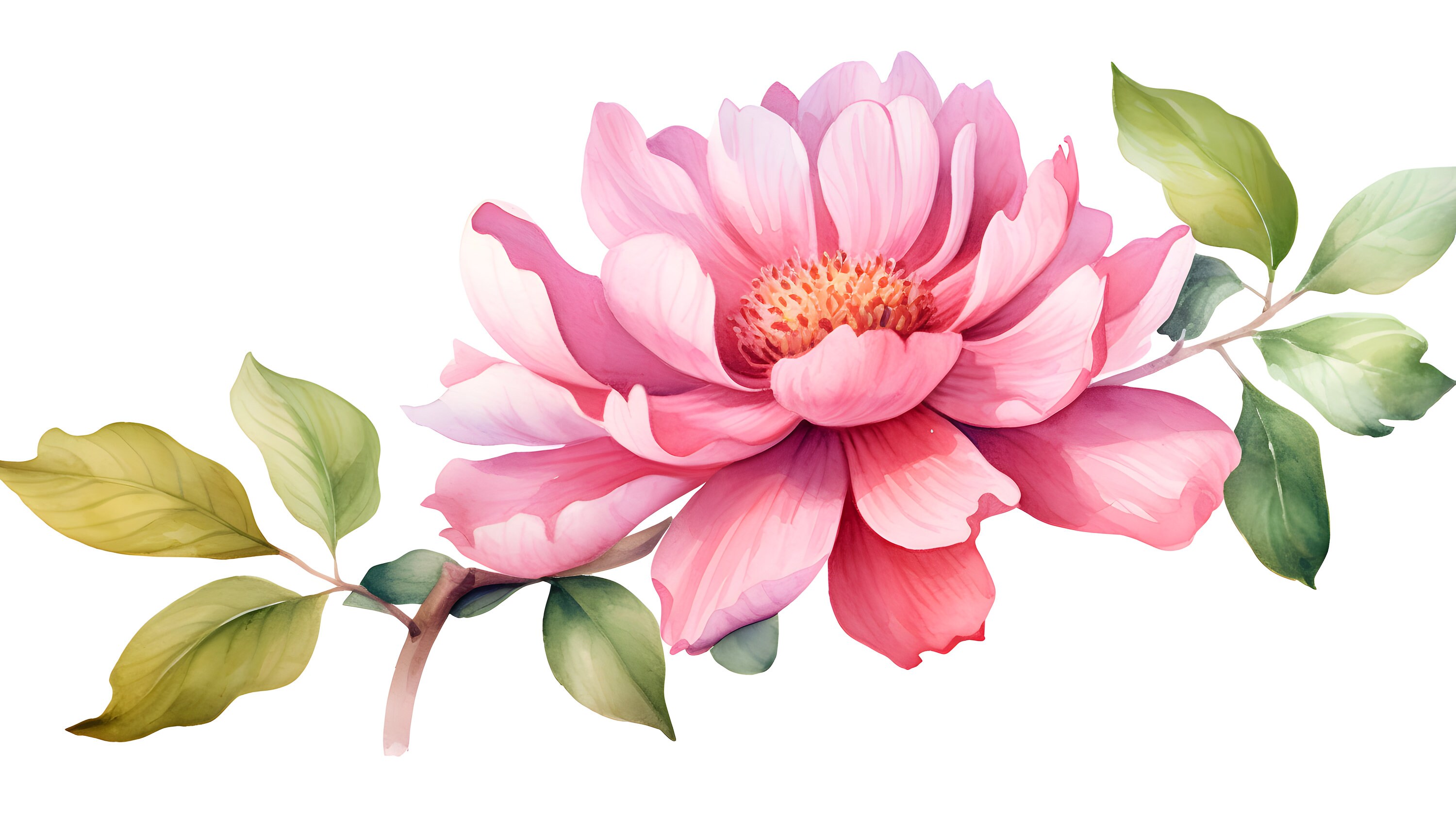 Pink Flowers Without Background PNG, Watercolor Flower Clipart, Pink ...