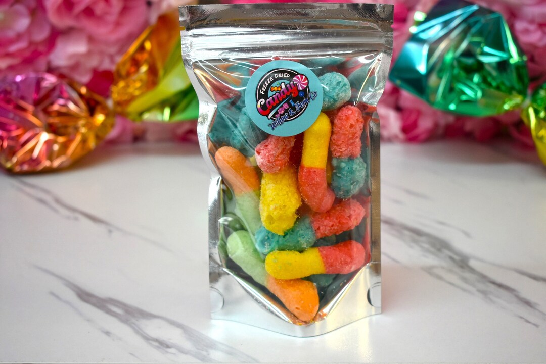 Sour Worms Freeze Dried Candy, 2 OZ Mylar Bags, Trolli Worm Sour ...